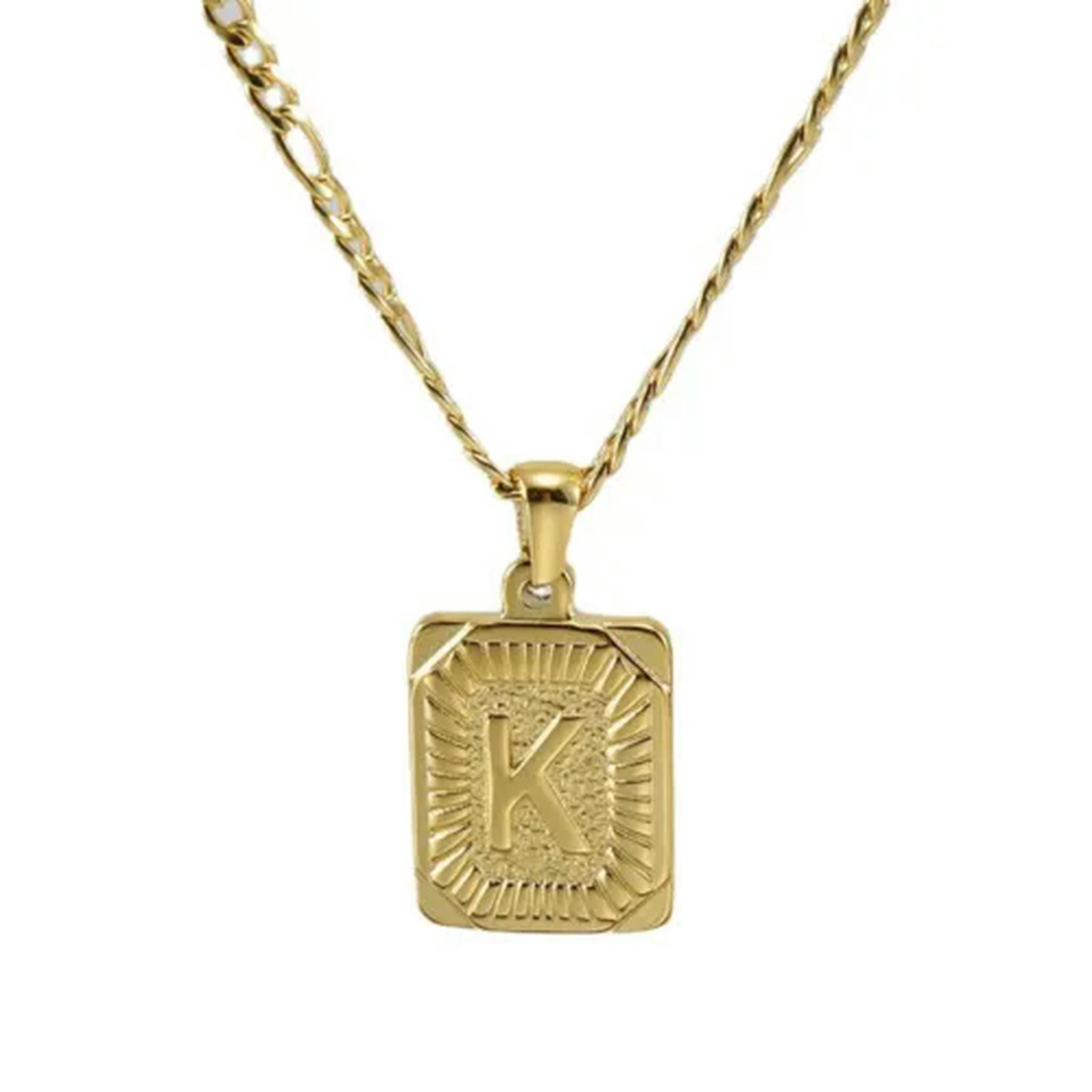 VIVIDELLE 18K Gold Plated Square Capital Letter A-Z Monogram Pendant ...