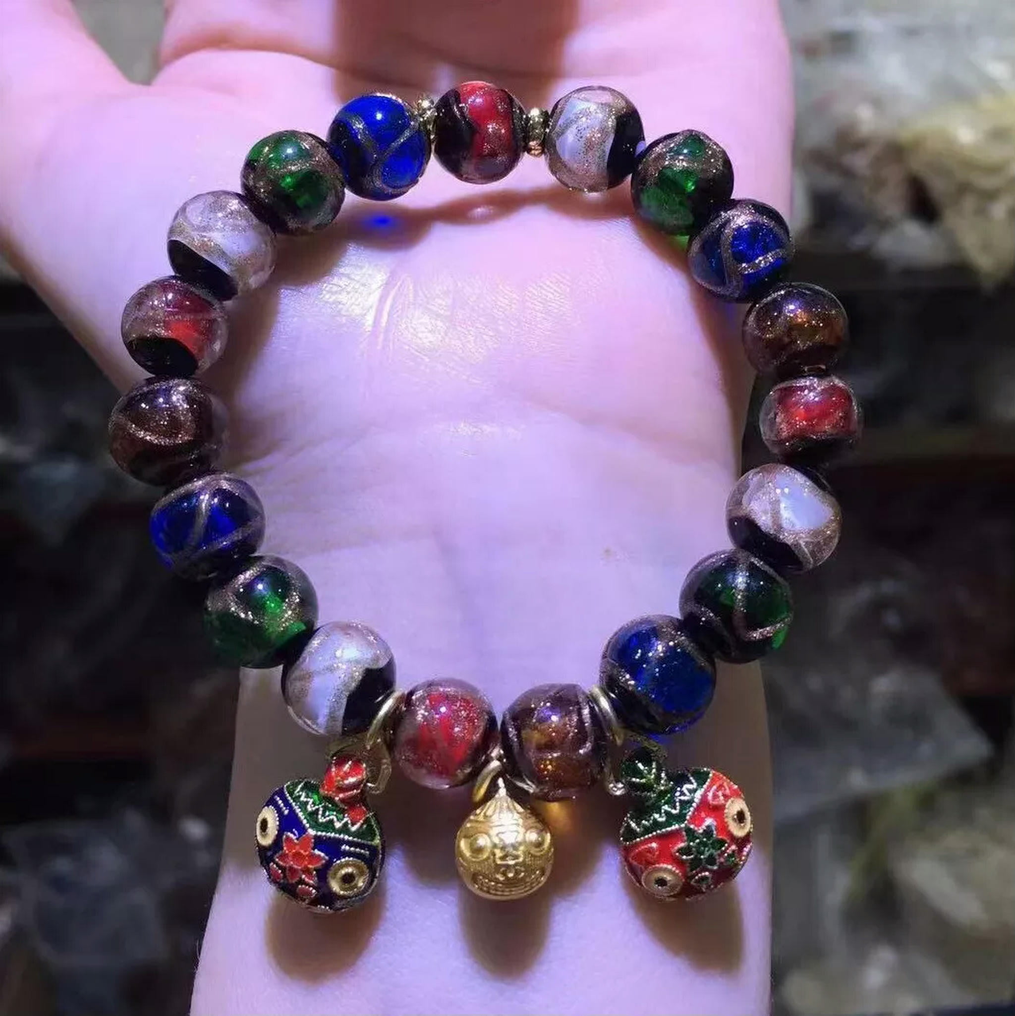 VIVIDELLE Ancient Fragrant Grey Glaze Five Color Duobao Swallowing Gold ...