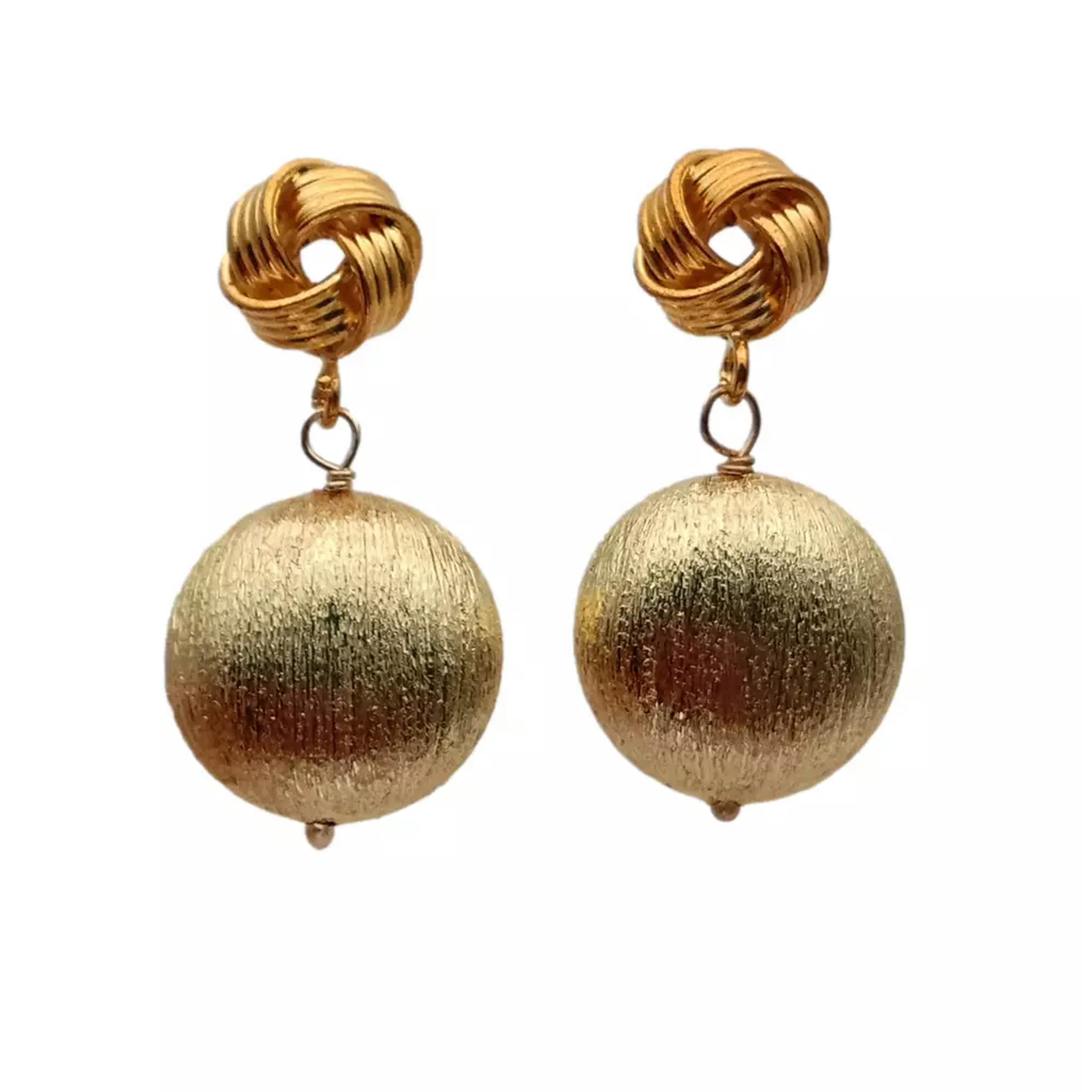 VIVIDELLE Gold Color Plated Brushed Drop stud Earring Coin Dangle ...