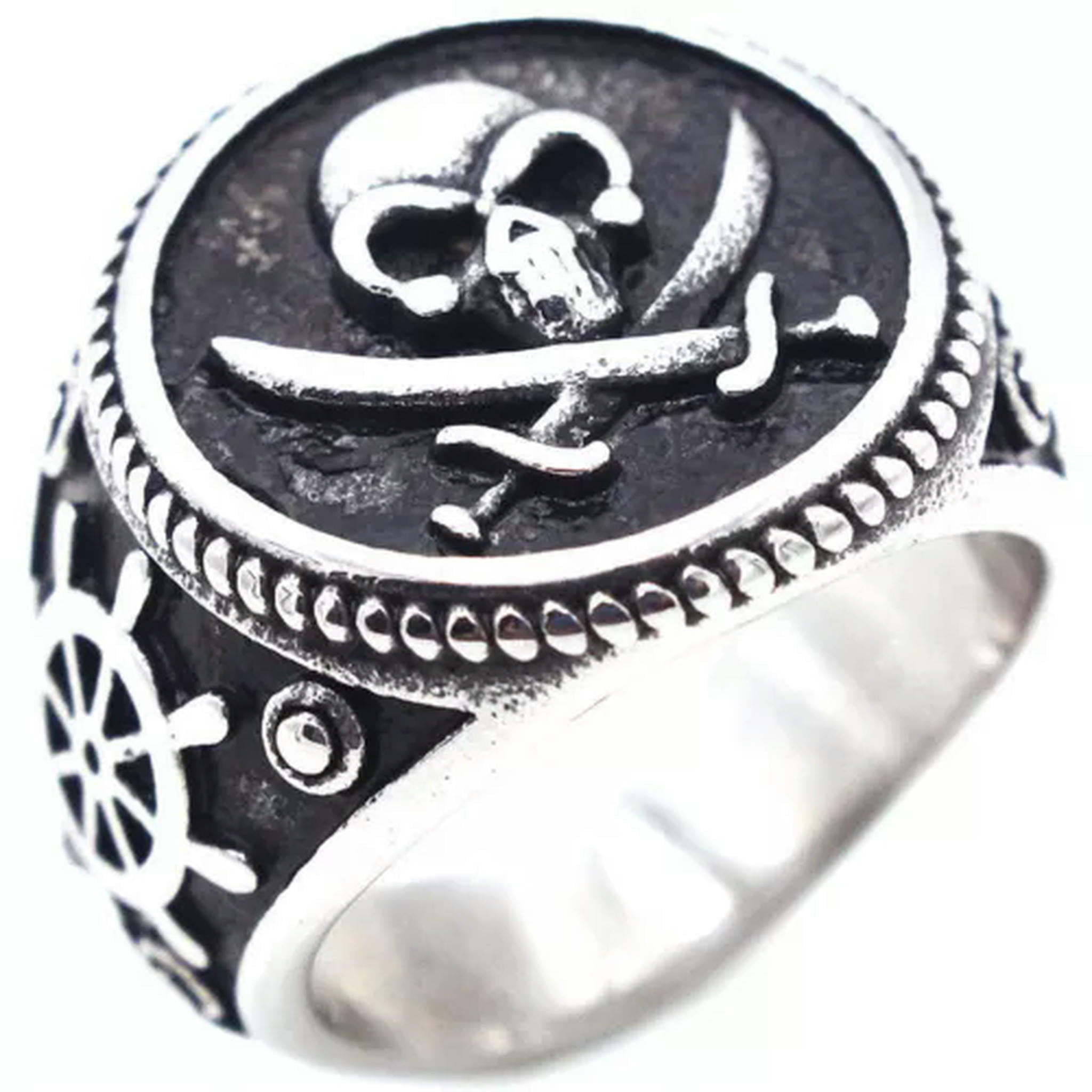 VIVIDELLE Gothic Mens Stainless Steel Gold Biker Pirate Skull Ring Size ...