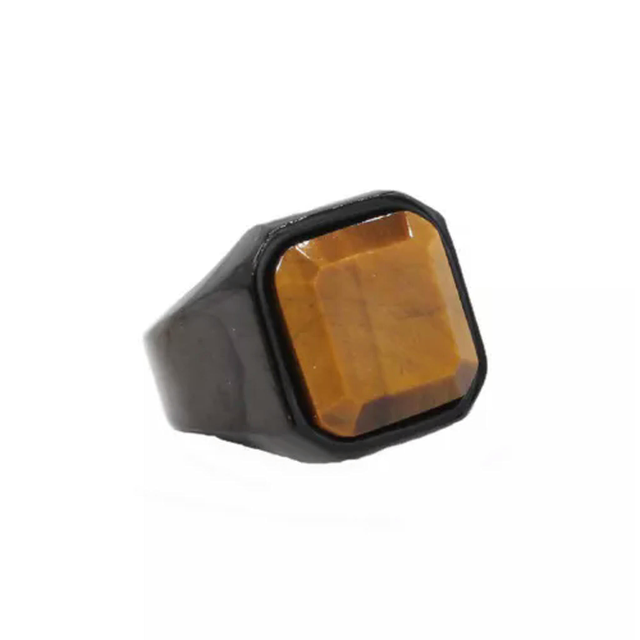VIVIDELLE Mens Rings Stainless Steel Natural Tiger Eye Stone Red and ...