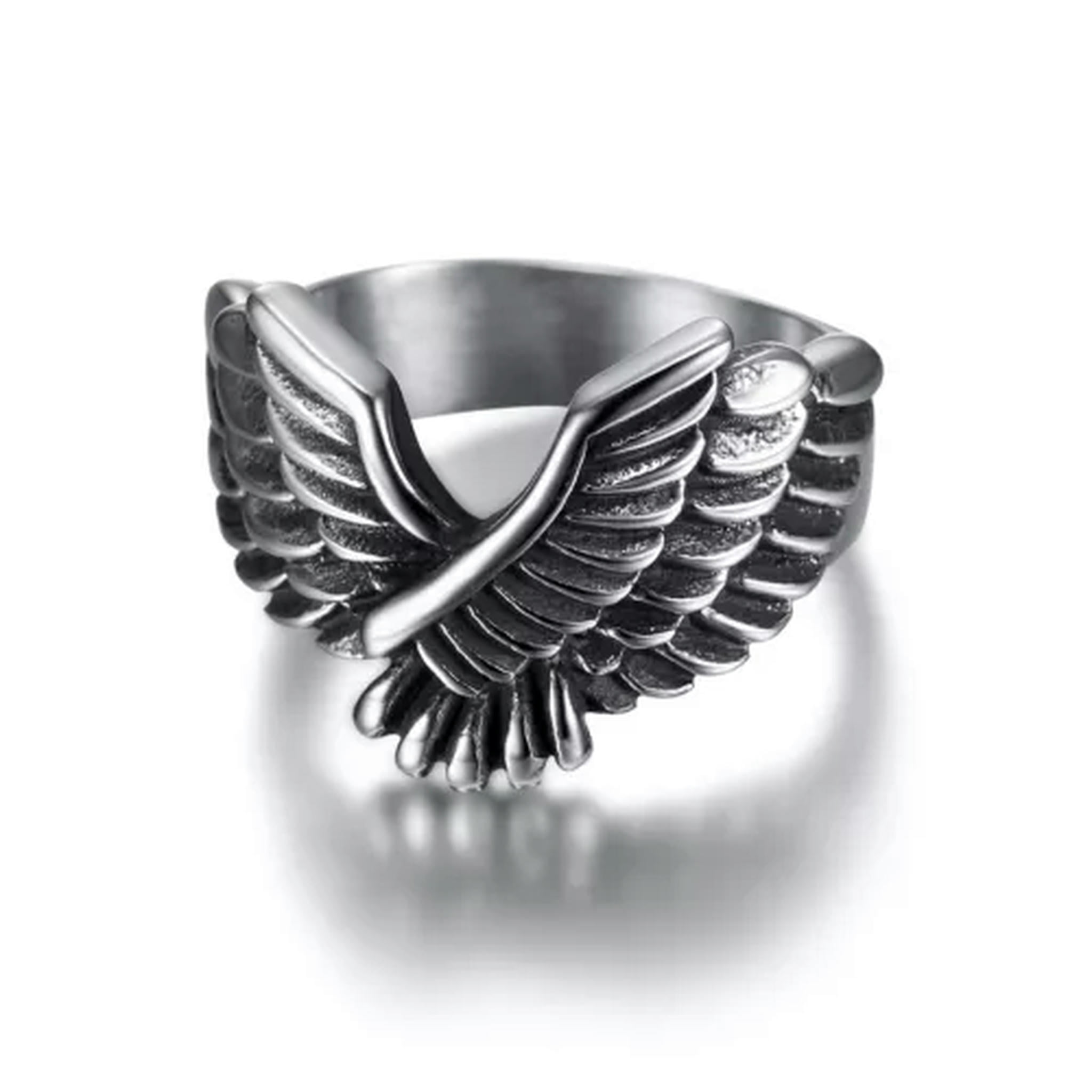VIVIDELLE Mens Stainless Steel Flying Eagle Wing Ring Size 7-13-13 ...