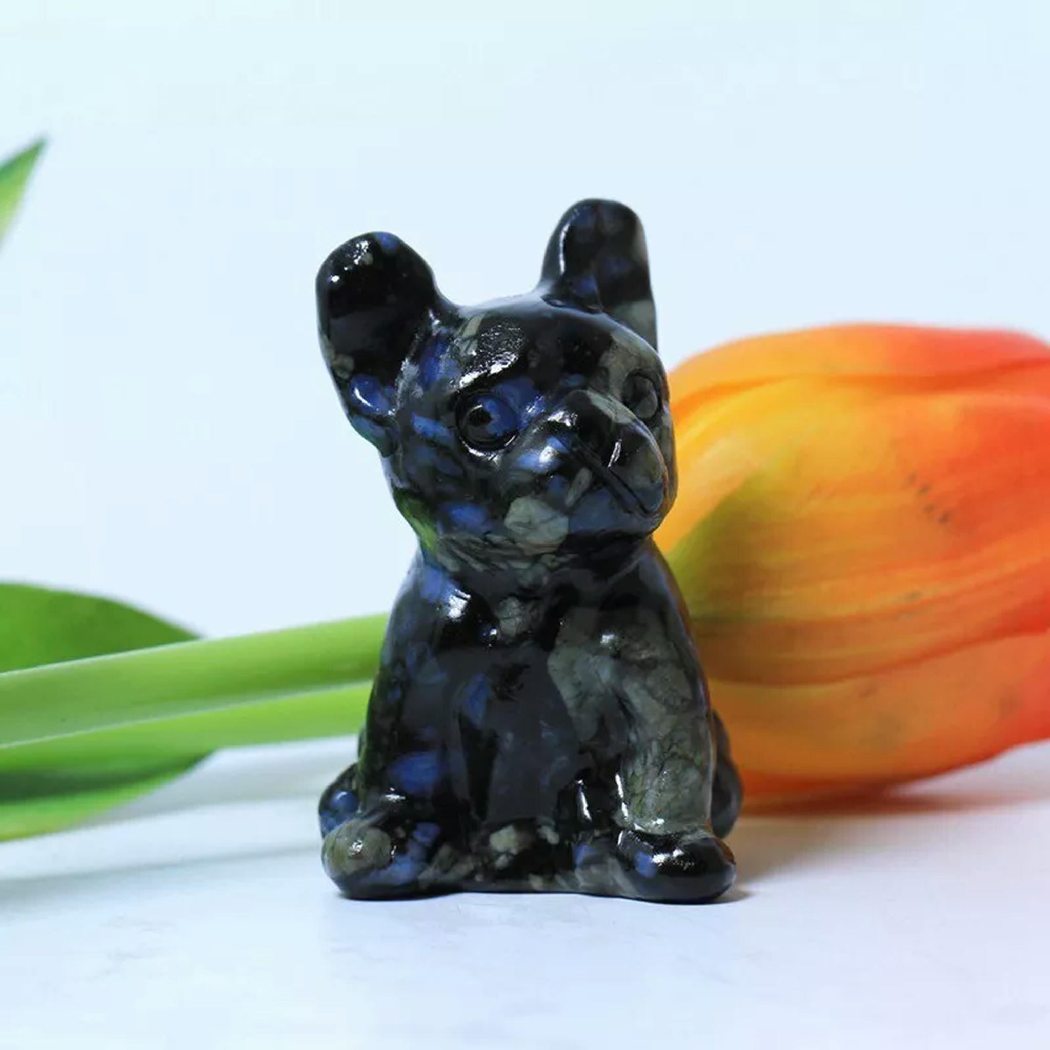 VIVIDELLE Natural Blue Amphibole Stone Quartz Crystal Lifelike French ...