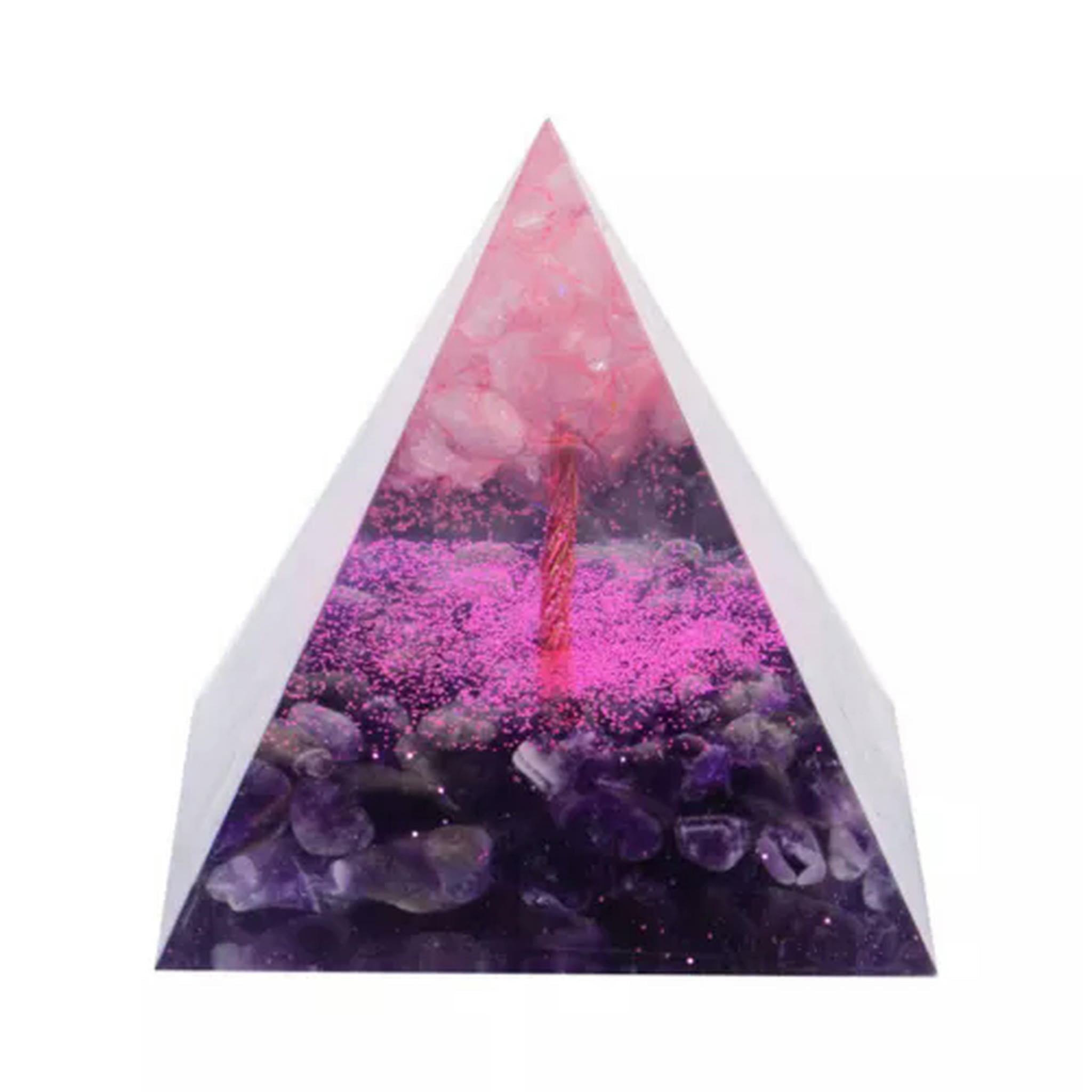 VIVIDELLE Natural Gemstone Crystal Sphere 3D Orgonite Epoxy Pyramid ...