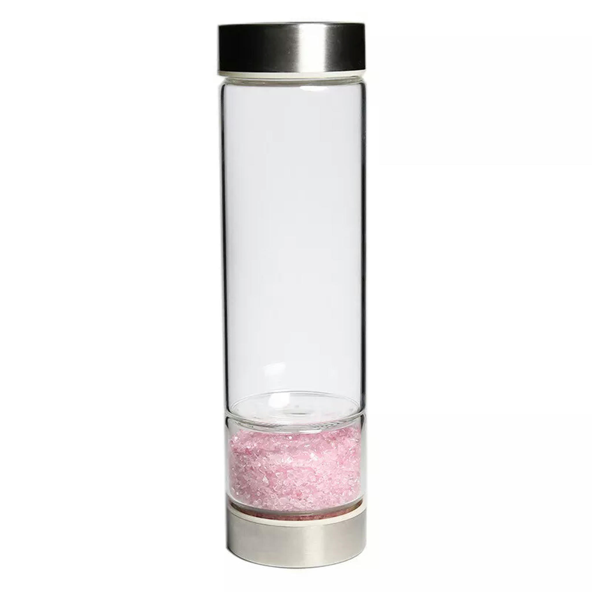 VIVIDELLE Natural Rose Quartz Crystal Chip Stone Elixir Water Bottle ...