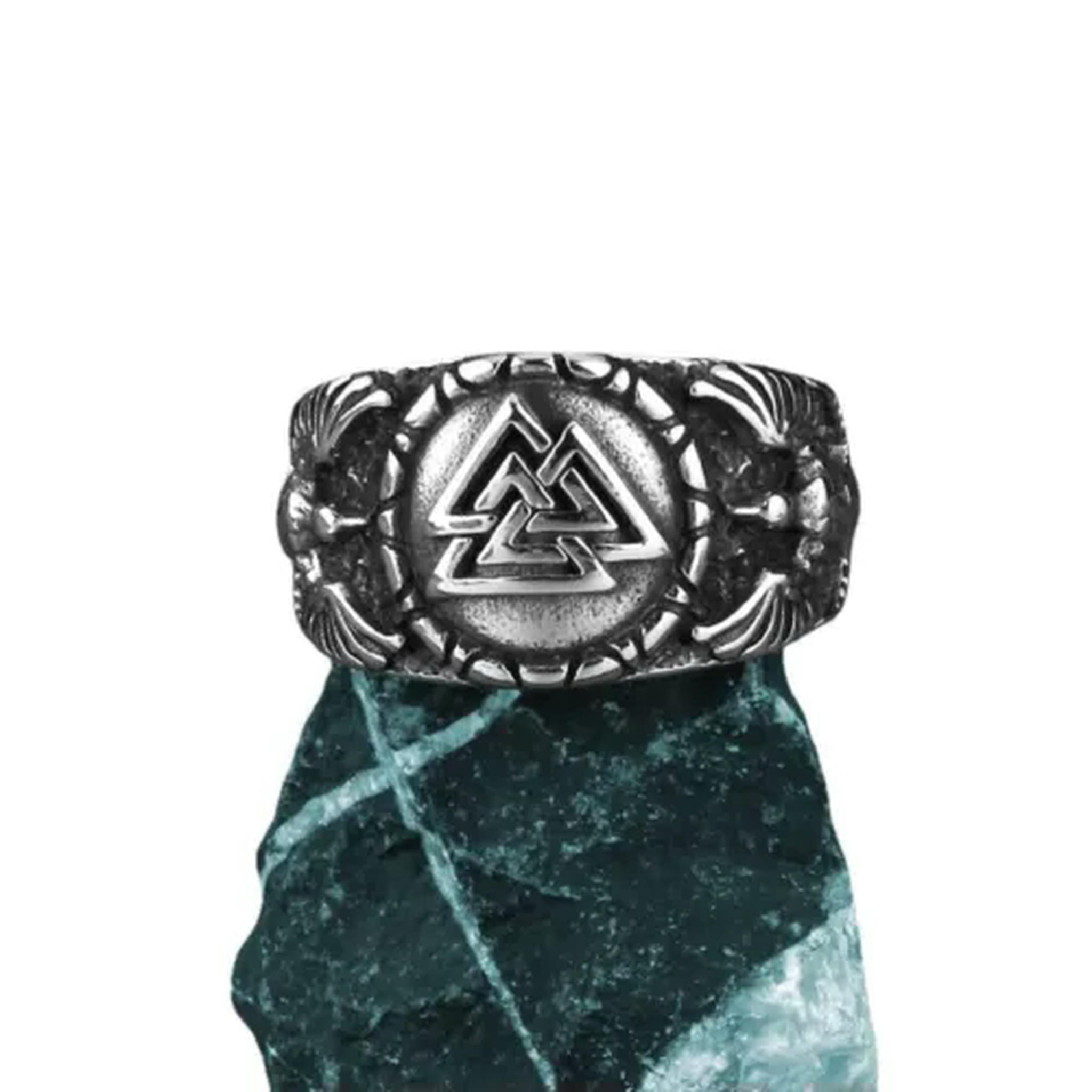 VIVIDELLE Nordic Viking Odin Crow Vintage Triangle Rune Stainless Steel ...