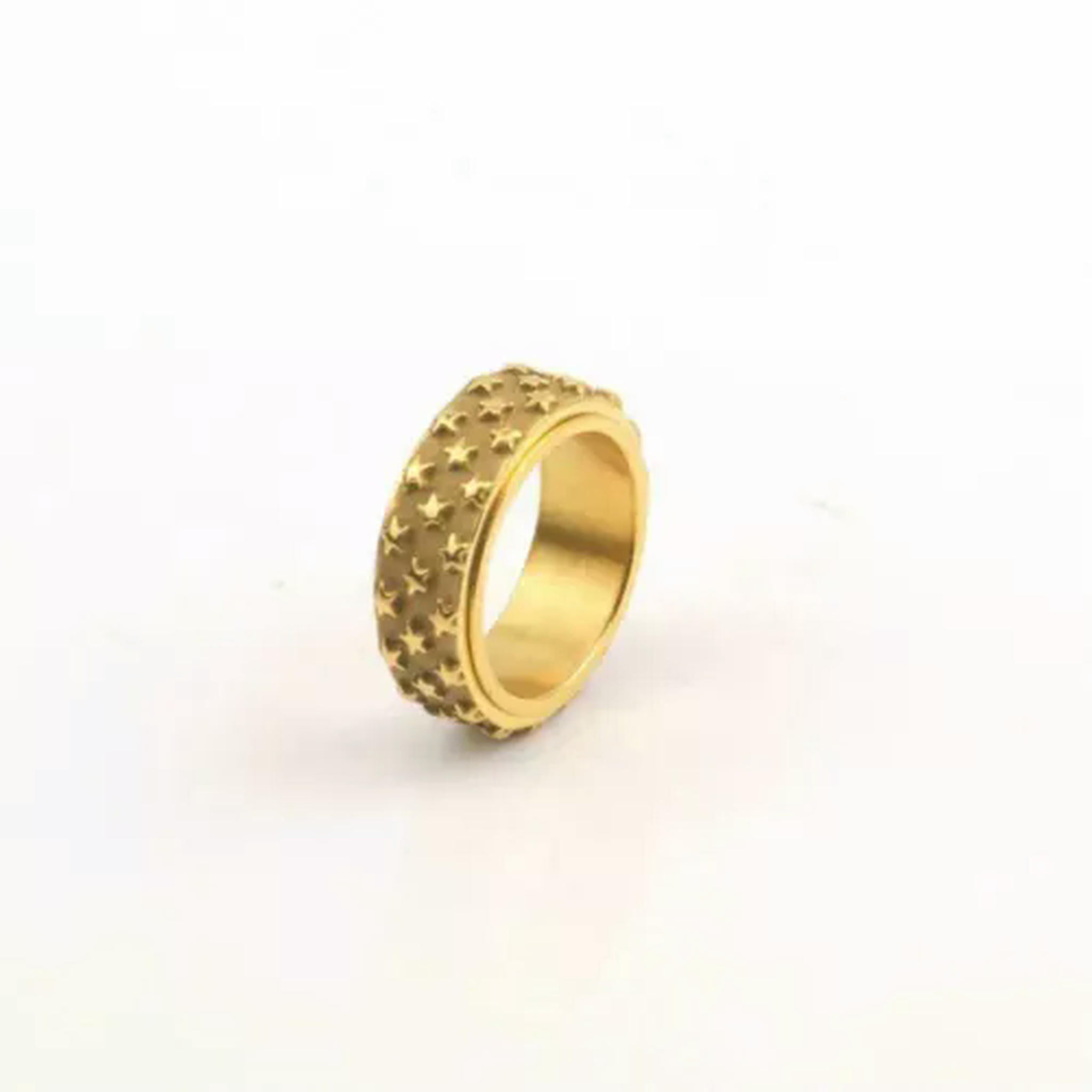 VIVIDELLE Personality Trendsetter Stainless Steel Star Rotating Rings ...