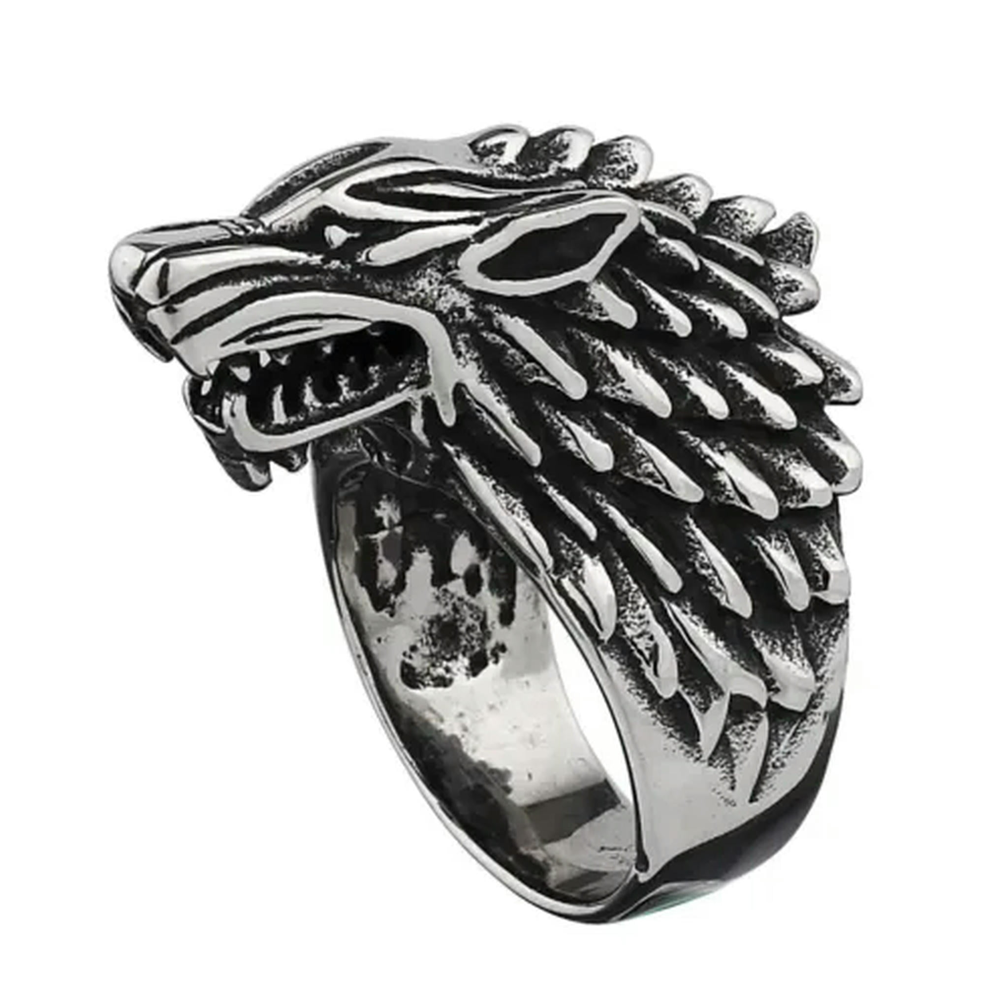 VIVIDELLE Viking Wolf Head Dominant Men's Temperament Stainless Steel ...
