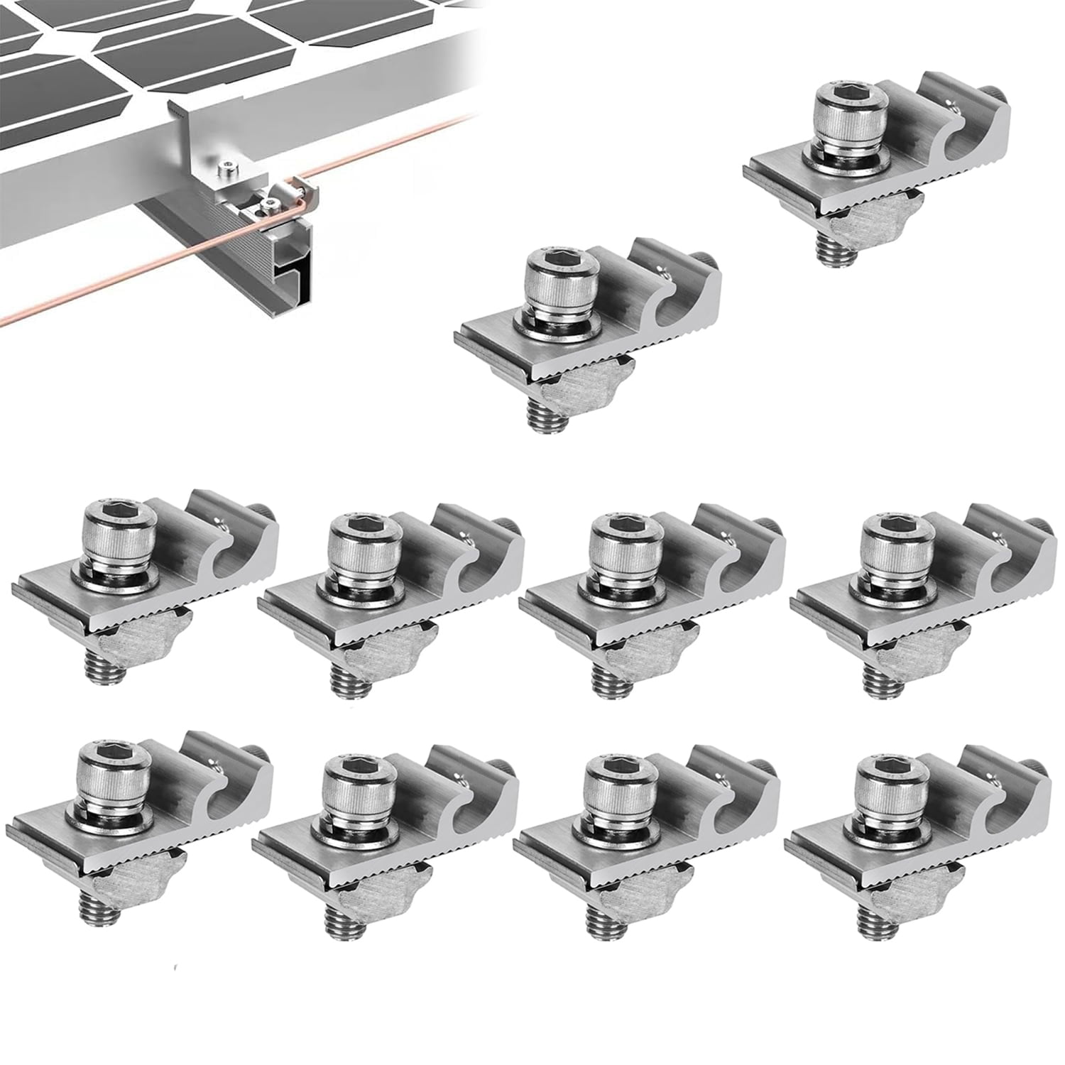 VIVIHEYDAY 10Pcs Solar Panel Photovoltaic Bolt-On Coupling Earthing ...