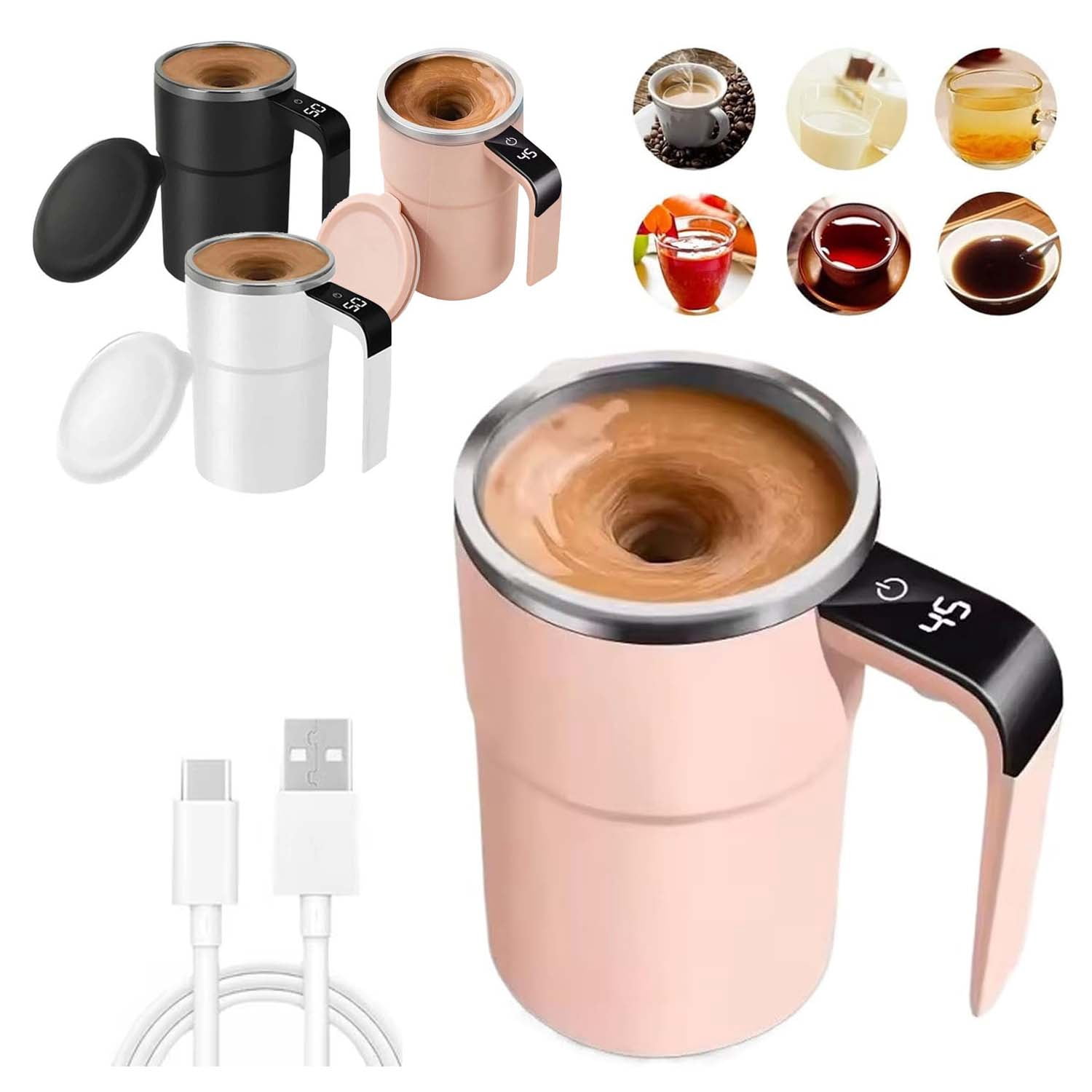 VIVIHEYDAY 380ml Self Stirring Coffee Mug, Rechargeable Magnetic ...