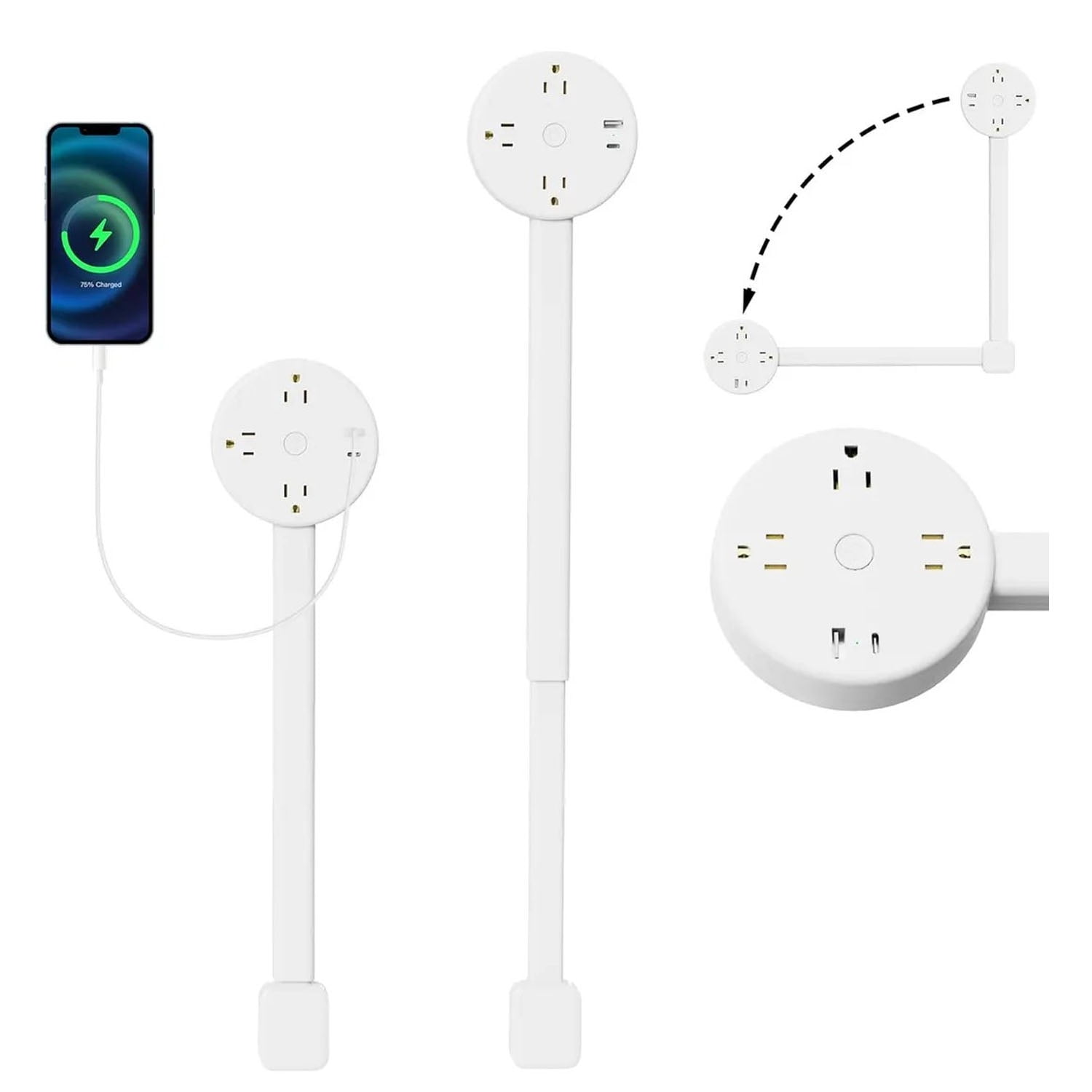 VIVIHEYDAY 47-67cm Extendable Electrical Outlets Power Strip Surge ...