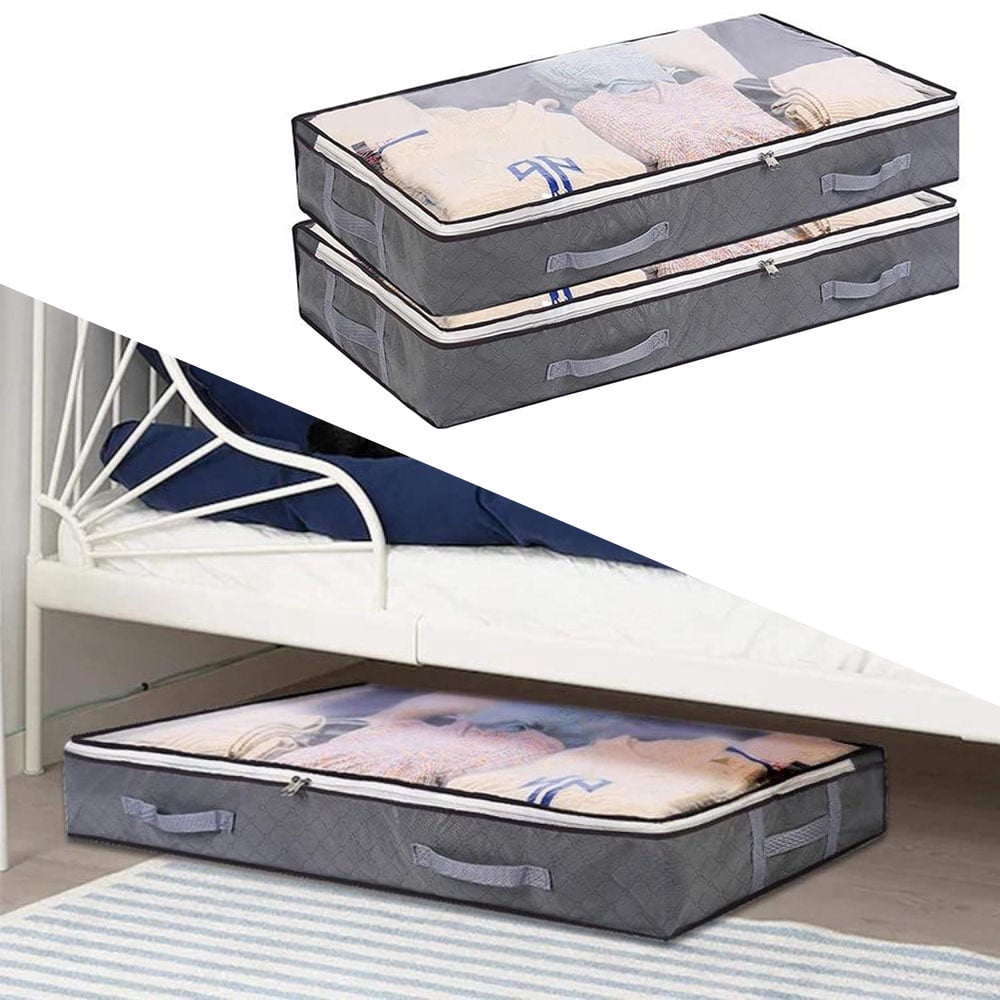 VIVIHEYDAY 75L Under Bed Storage Bags with Lid Handle, 1 Pack Foldable ...
