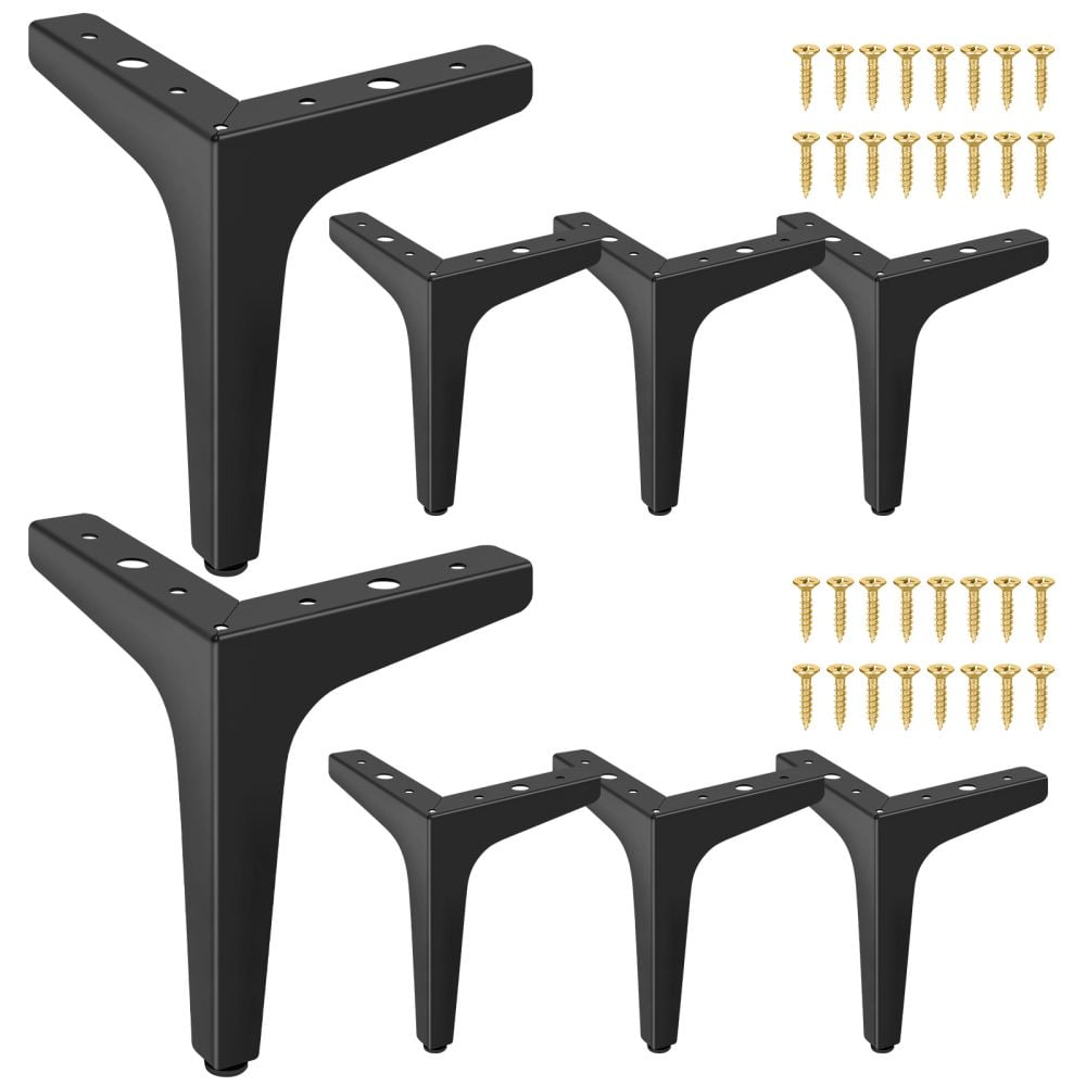 VIVIHEYDAY 8 Pack Iron Furniture Leg with Screws, 17cm Triangle Sofa ...