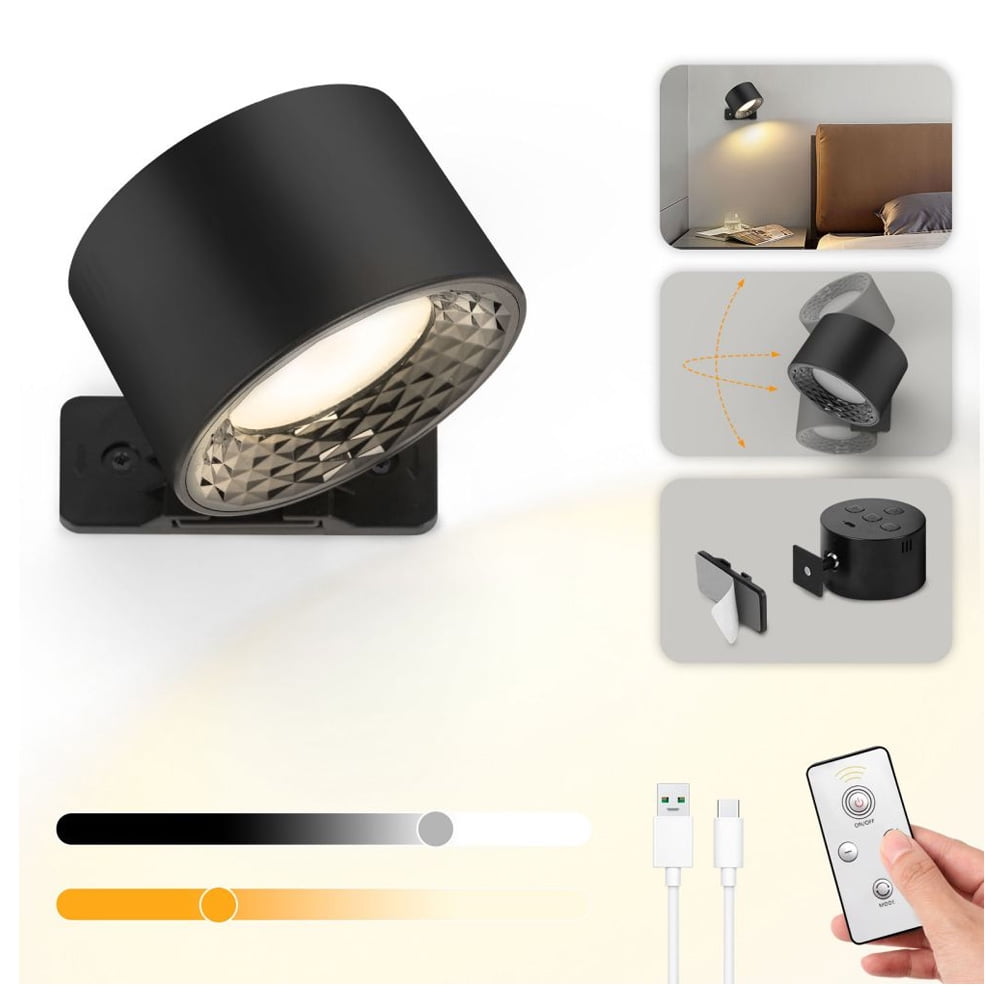 VIVIHEYDAY Dimmable Wireless Wall Mounted Light with Rechargeable ...