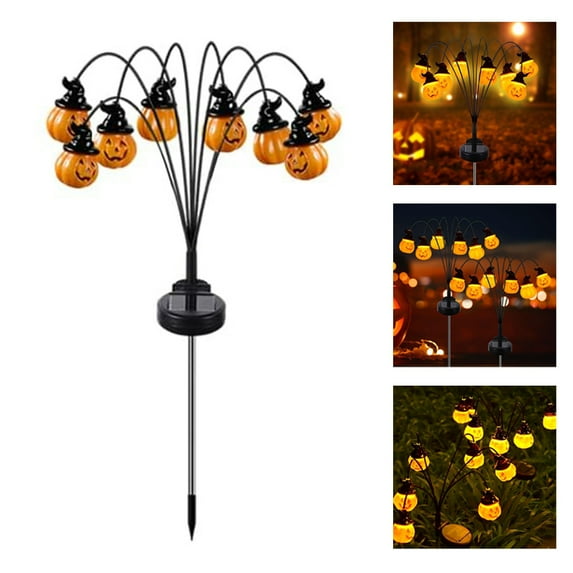 VIVIHEYDAY Halloween Decorations Outdoor Solar Pumpkin Hat Garden Stake ...