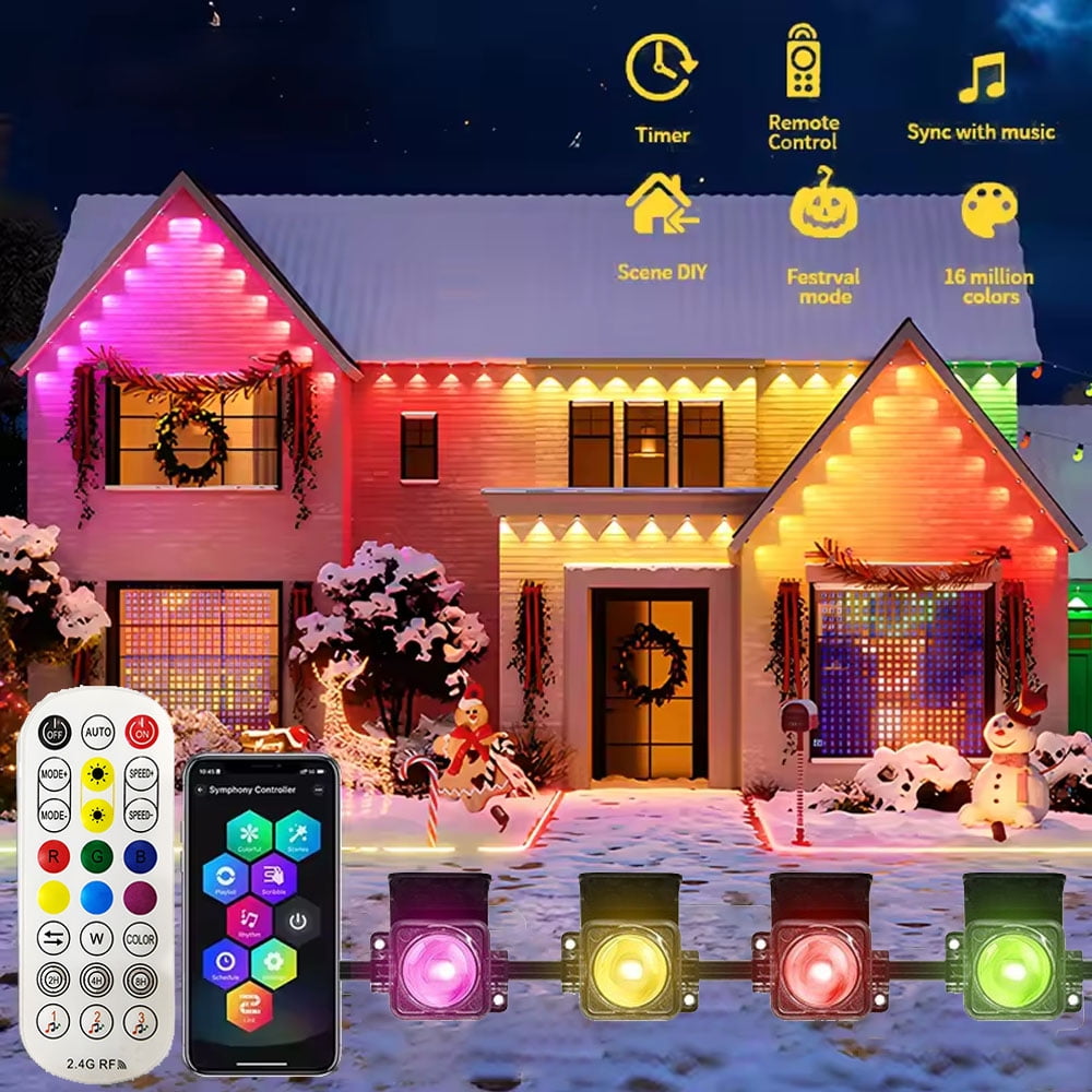 VIVIHEYDAY Permanent Outdoor Lights 50ft, Smart RGB App Remote Control ...