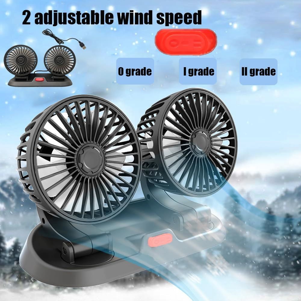VIVIHEYDAY Portable Dual Head Car Fan, 3 Speeds 360° Rotatable Car ...