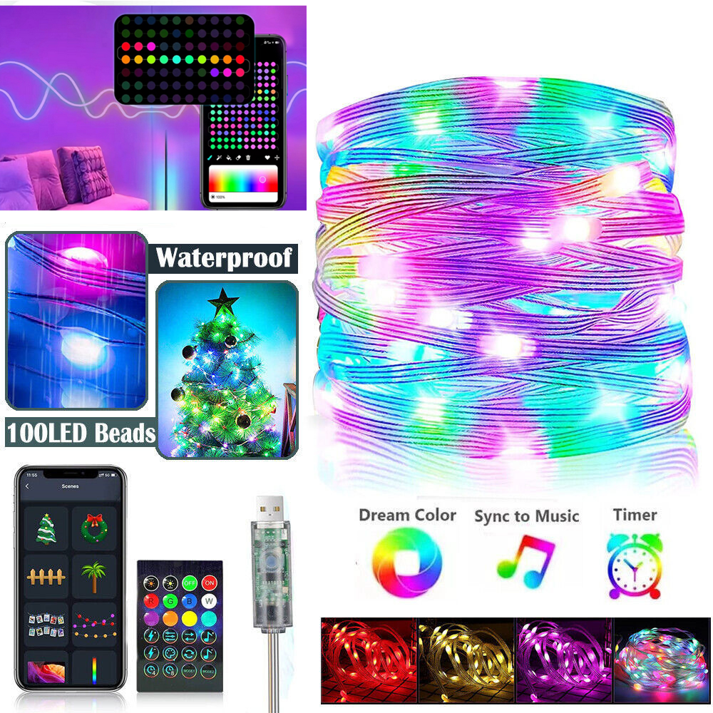 VIVIHEYDAY RGB Smart String Lights 32.8ft 100 LED Color Changing Fairy ...
