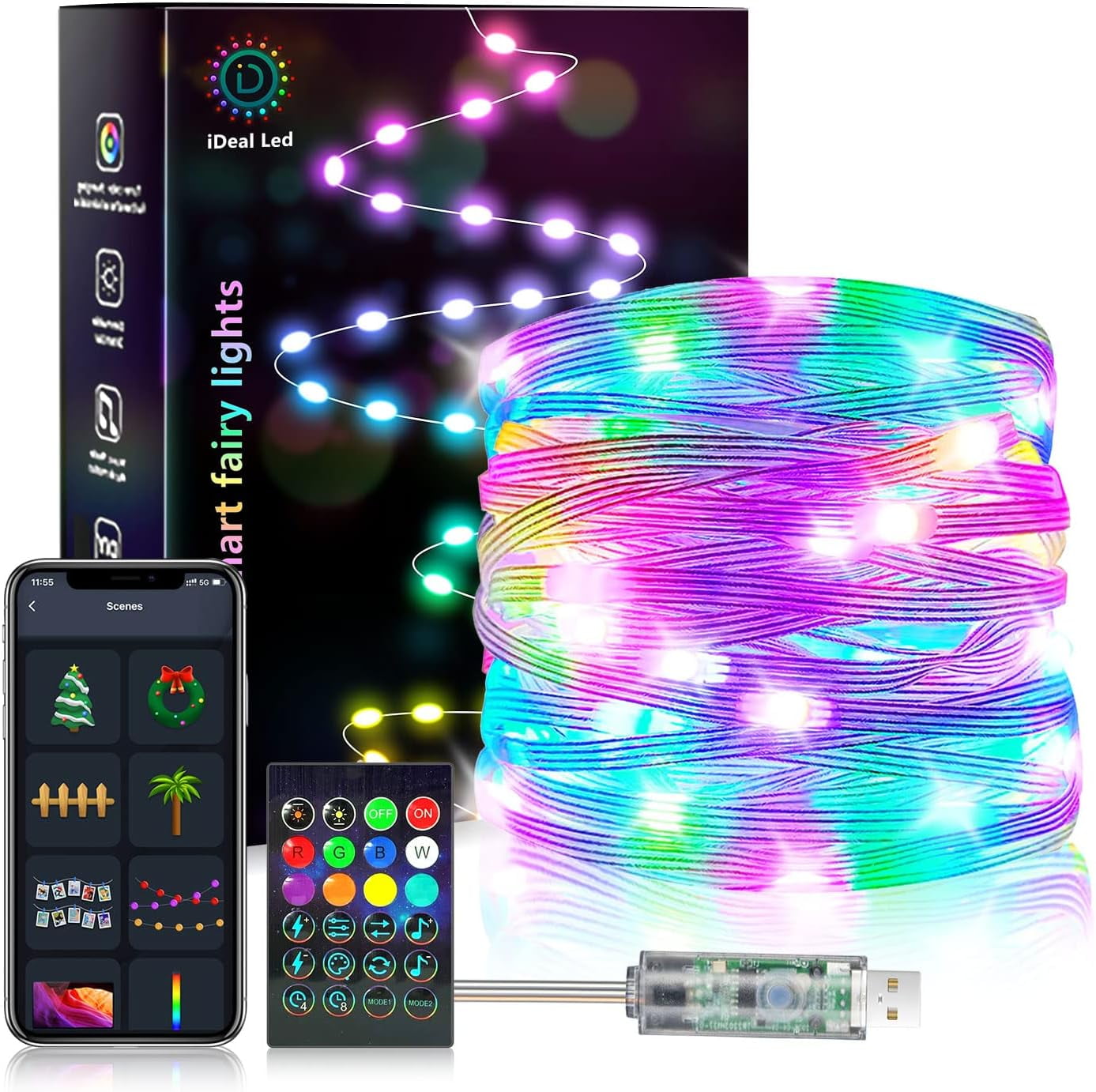 VIVIHEYDAY RGB Smart String Lights 65.6ft 200 LED Color Changing Fairy ...