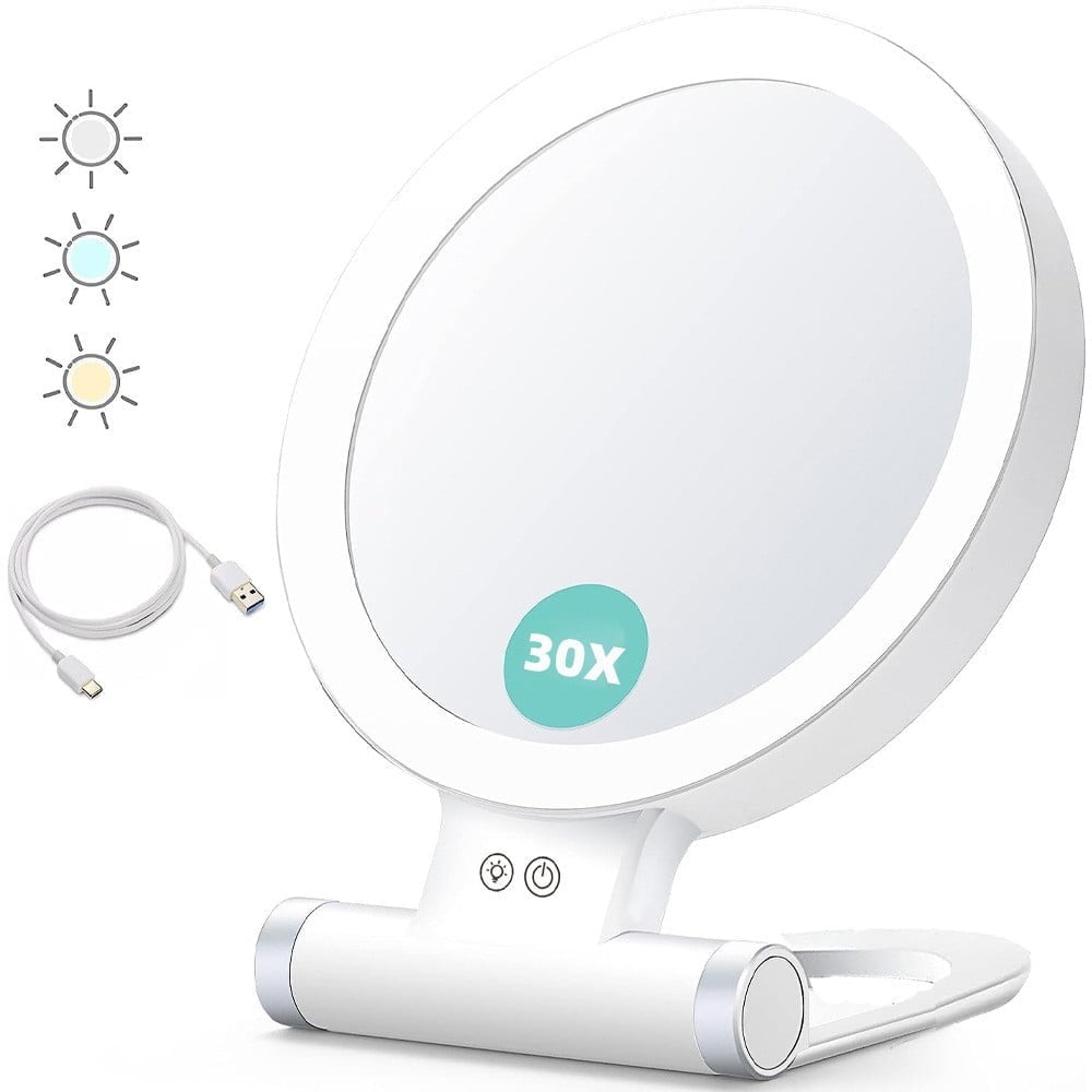 VIVIHEYDAY Rechargeable 30X Magnifying Makeup Mirror Double Sided ...