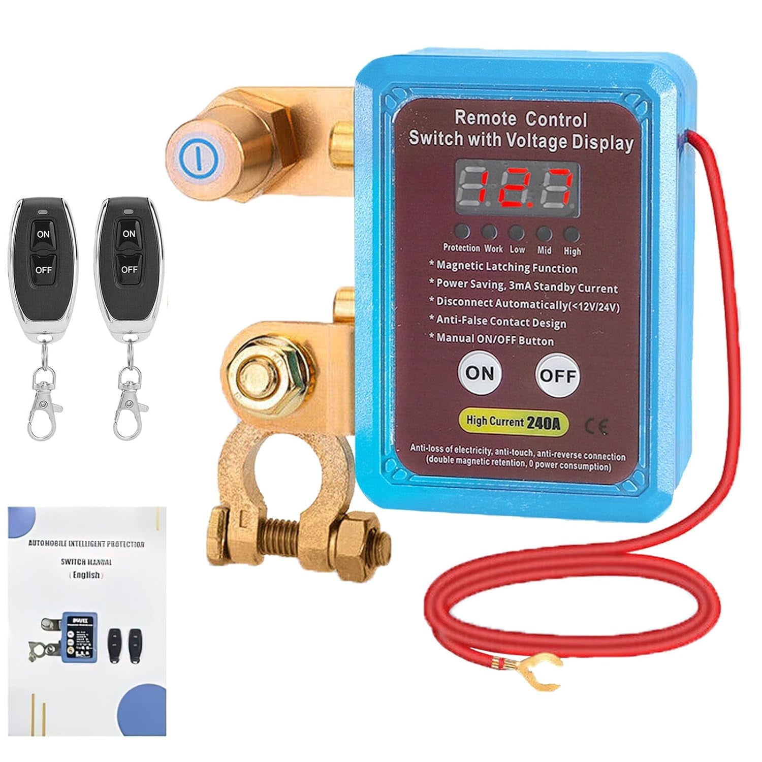 VIVIHEYDAY Wireless Dual Remote Car Battery Disconnect Switch Digital ...