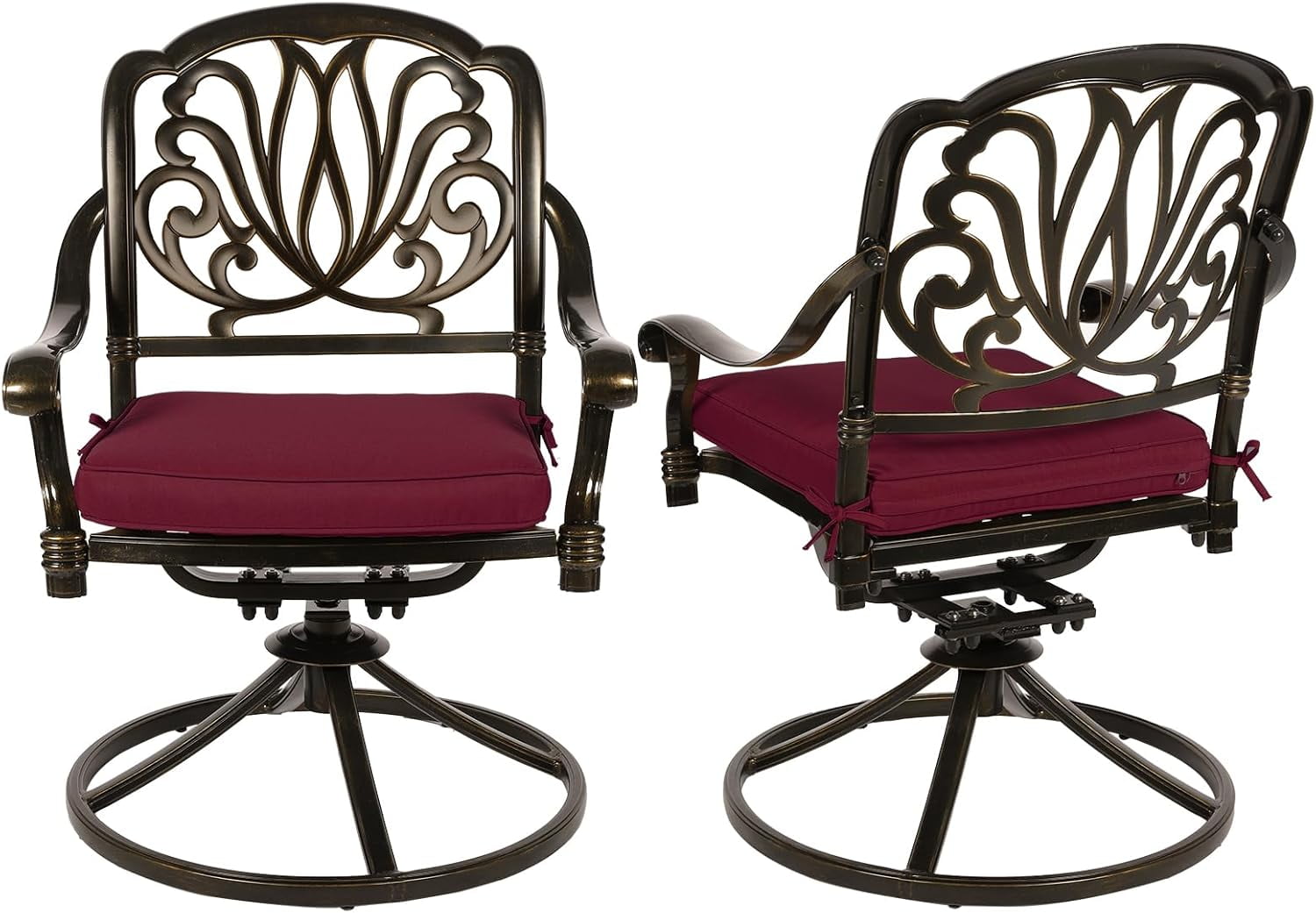 VIVIJASON 2-Piece Outdoor Bistro Swivel Dining Chairs, Patio Cast ...