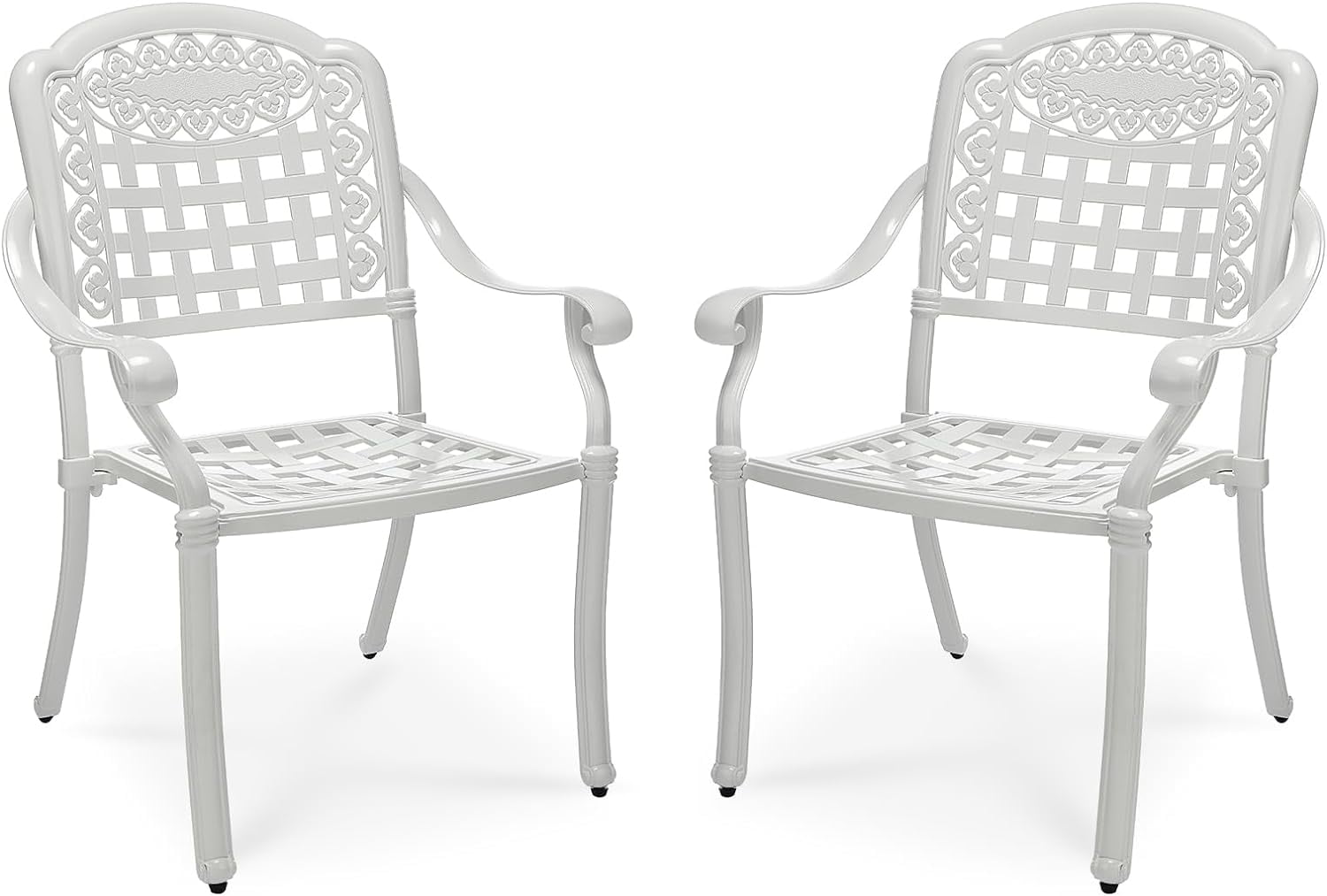 VIVIJASON 2-Piece Outdoor Cast Aluminum Chairs, Patio Armrest Dining ...