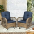 VIVIJASON 2 Piece Patio Wicker Rattan Outdoor Glider Rocker Chair with ...