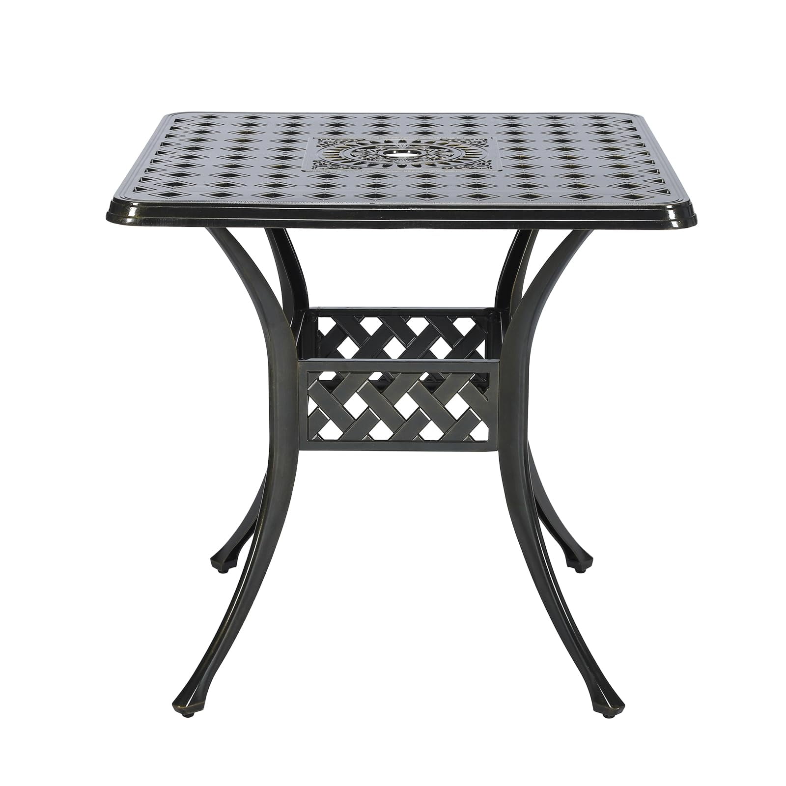 VIVIJASON 30.5" Patio Table Outdoor Dining Square Table Bronze Cast ...