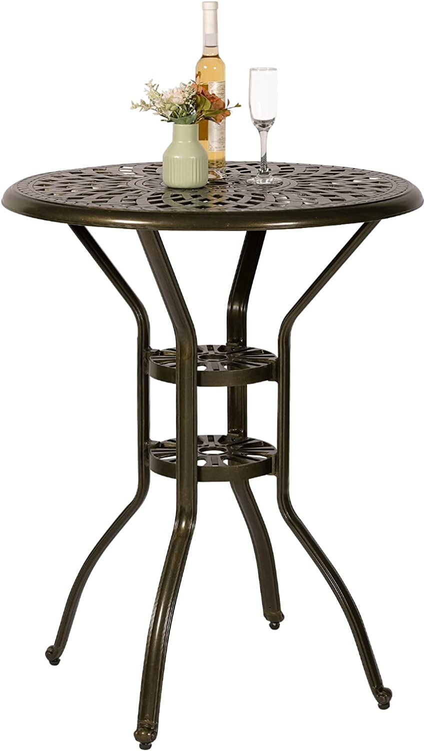 VIVIJASON 31" Patio Height Bar Table, All-Weather Cast Aluminum Bar ...