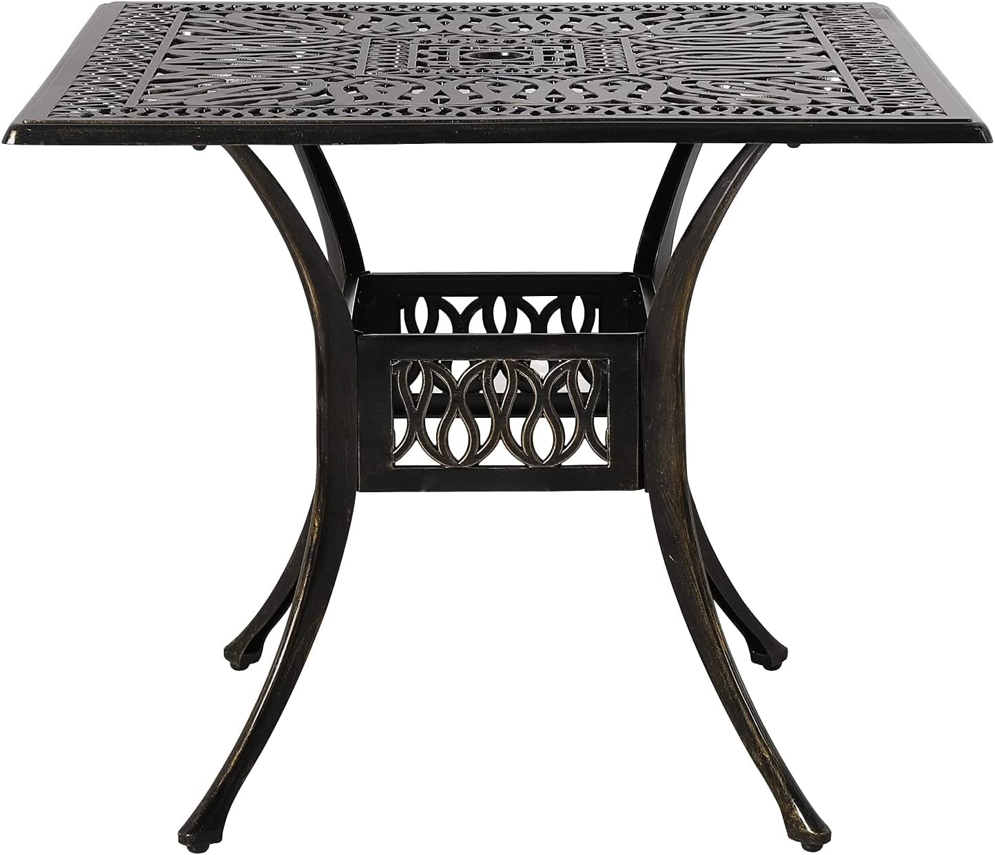 VIVIJASON 35.2" Outdoor Patio Dining Square Table Bronze Cast Aluminum ...