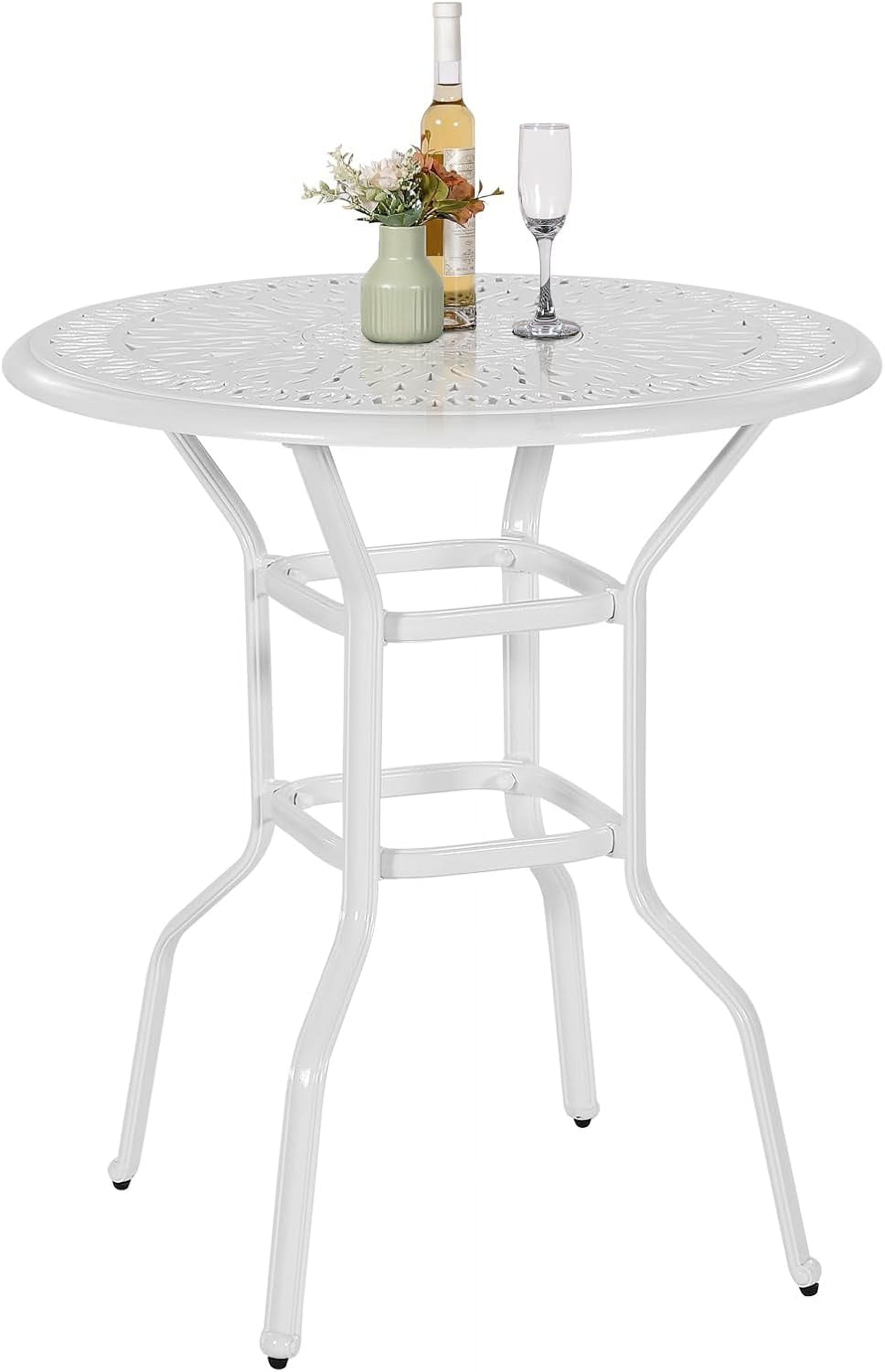 VIVIJASON 35.4" Patio Height Bar Table, All-Weather Cast Aluminum Bar ...