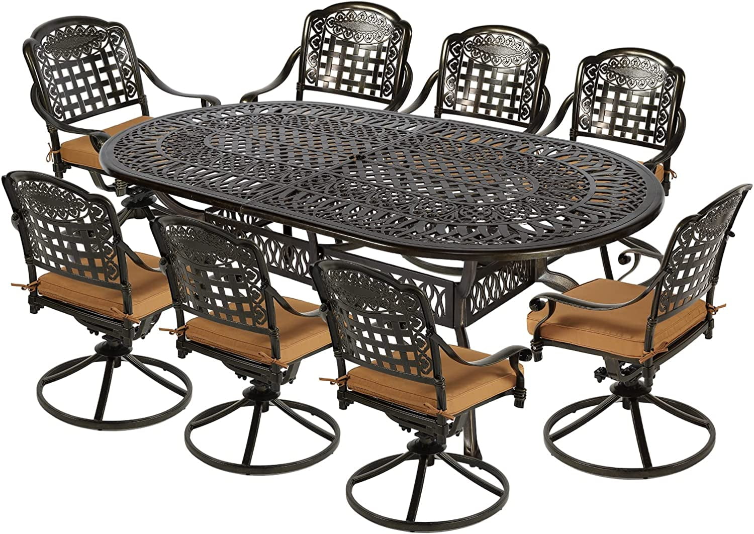 VIVIJASON 9-Piece Outdoor Patio Furniture Dining Set, All-Weather Cast ...