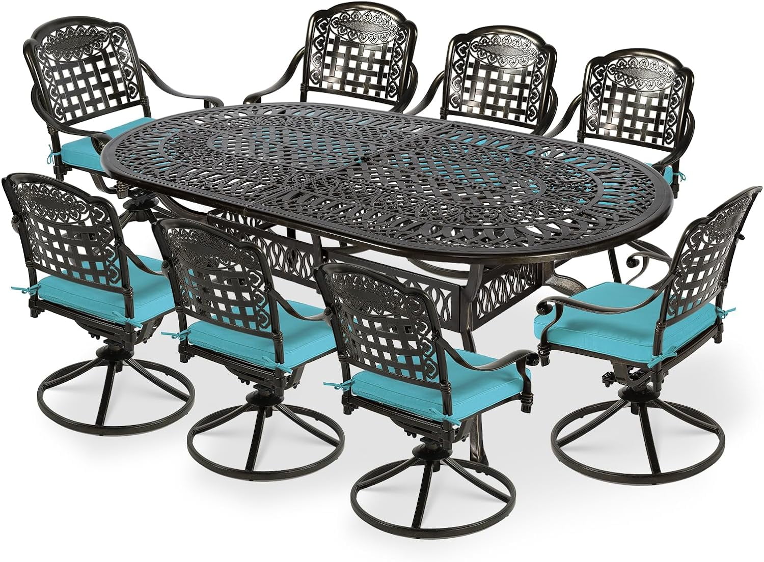 Vivijason 9 Piece Outdoor Patio Furniture Dining Set All Weather Cast