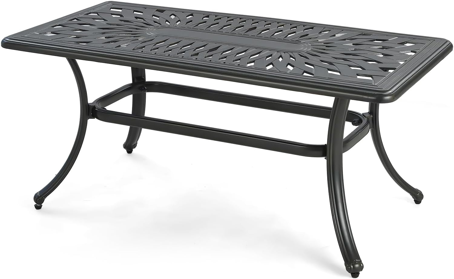 VIVIJASON Cast Aluminum Outdoor Coffee Table, 42 x 21 Inch Rectangular ...