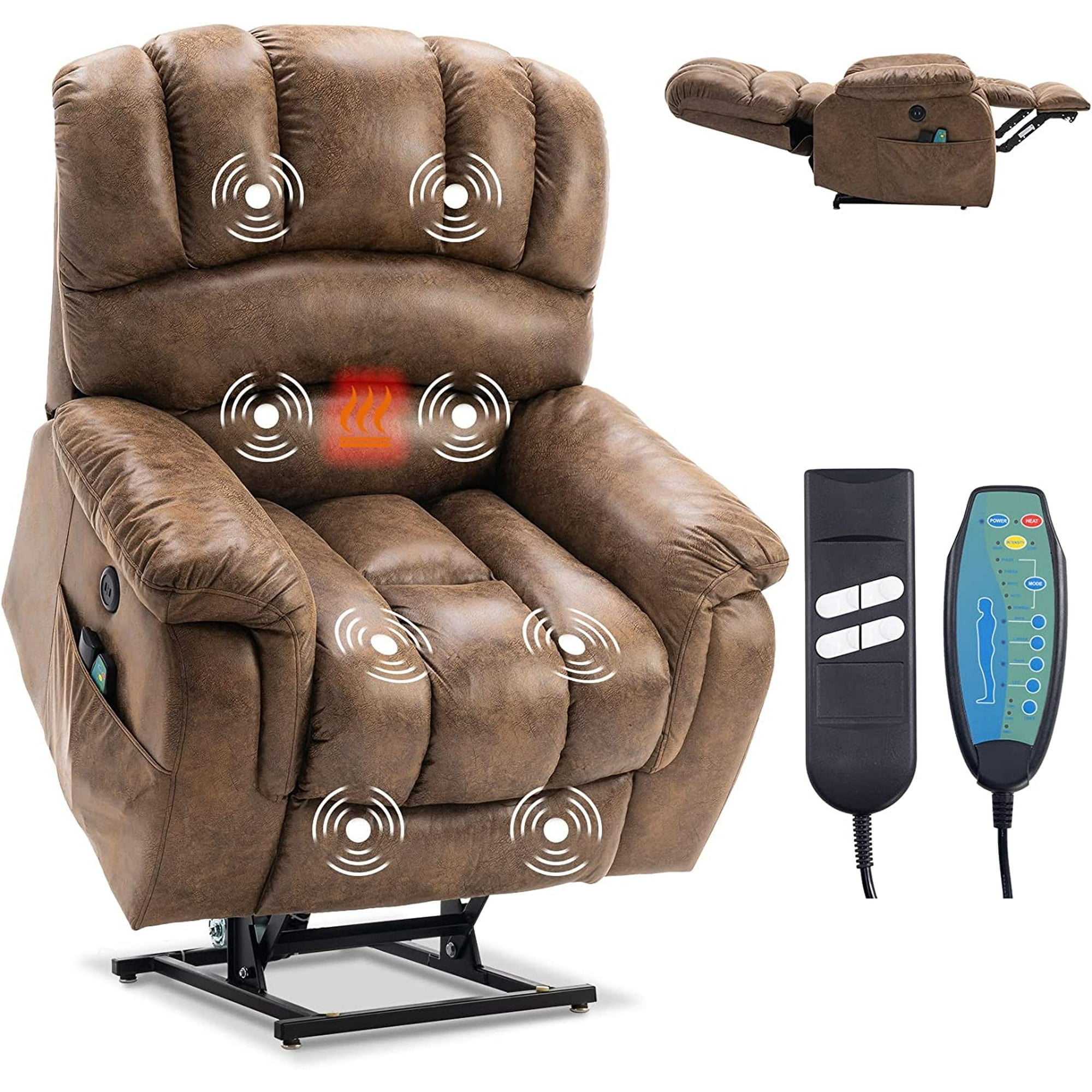 VIVIJASON Large Lay Flat Sleeping Dual Motor Lift Chair Recliners with ...