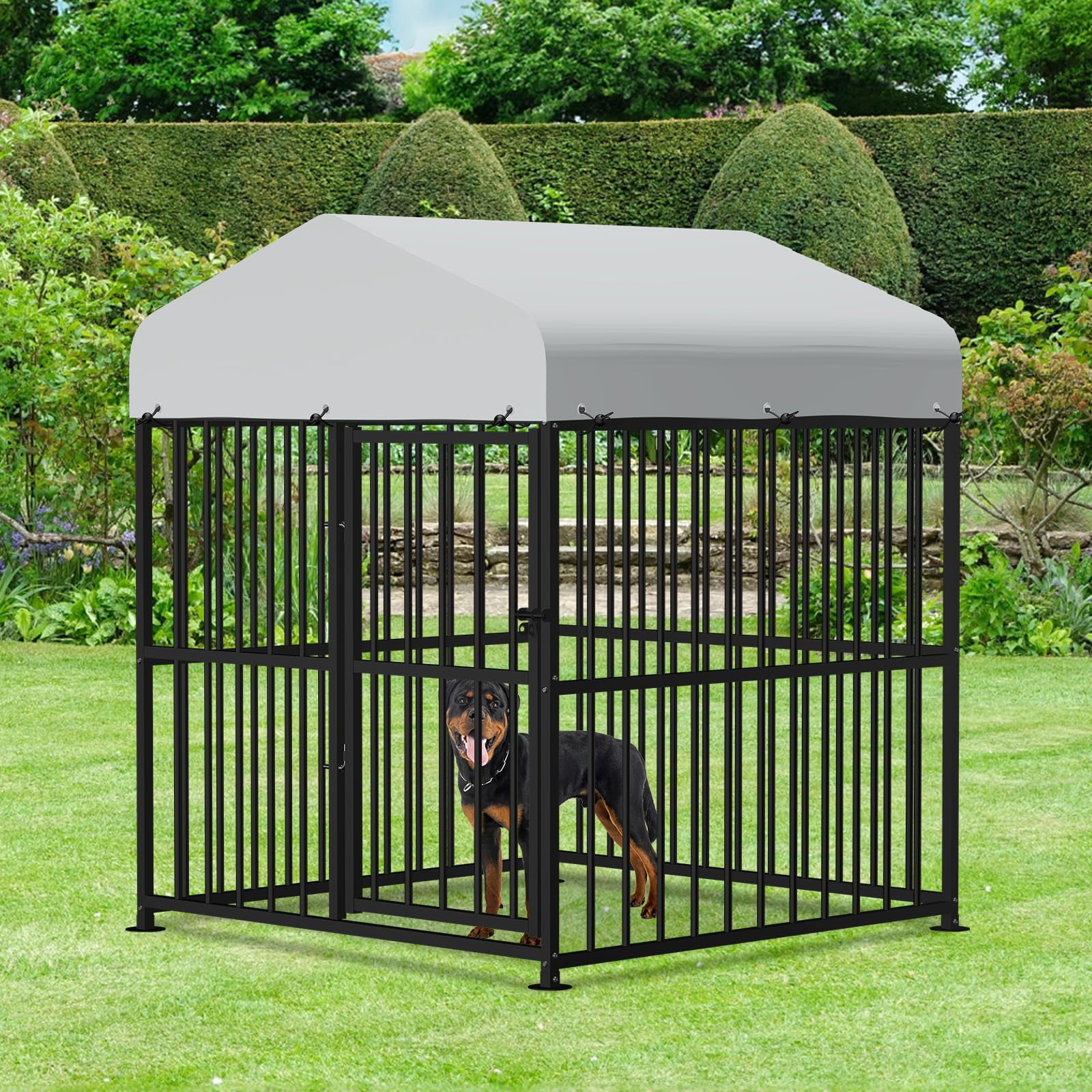 VIVIJASON Large Outdoor Dog Kennel, Heavy Duty Metal Frame Fence Dog ...