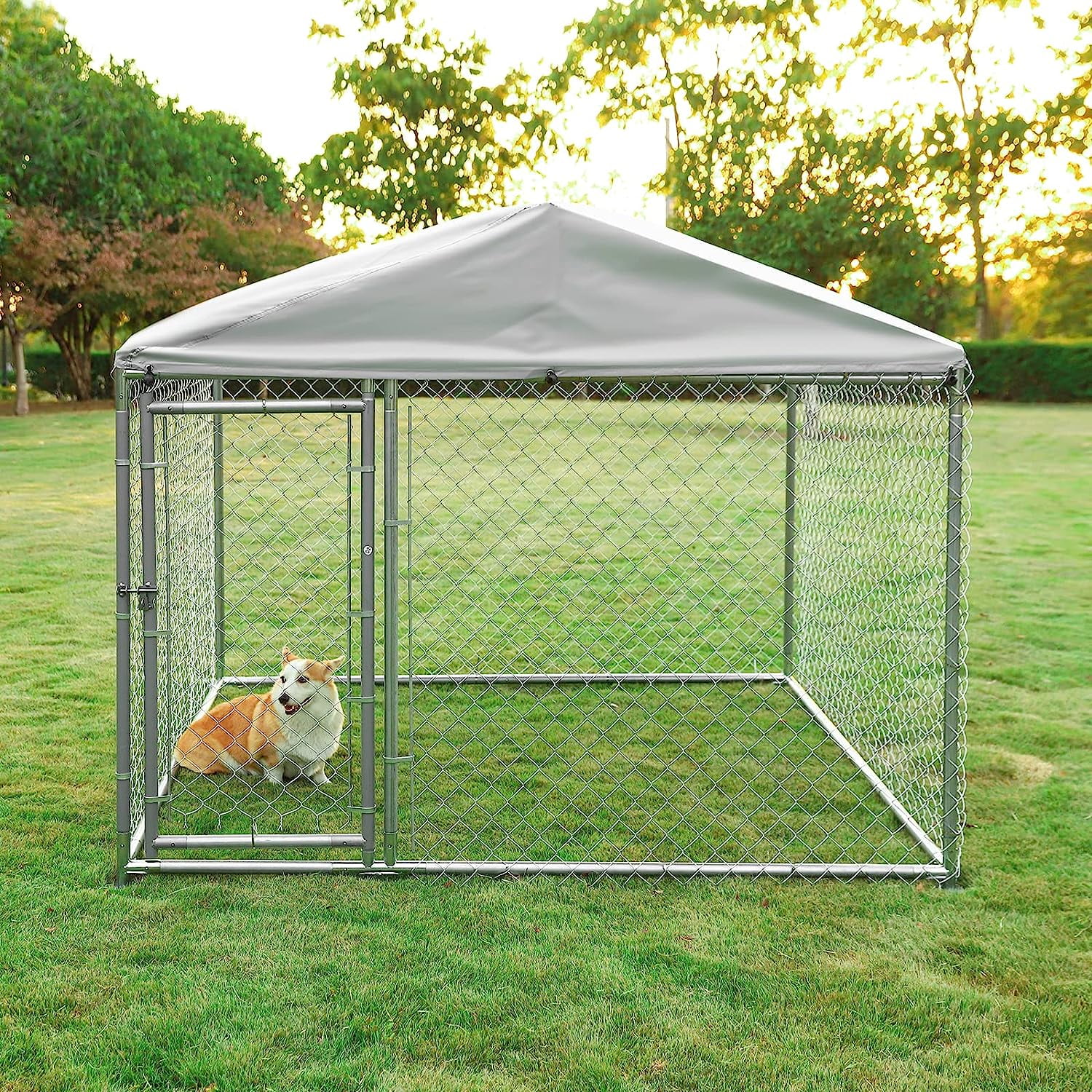 VIVIJASON Large Outdoor Dog Kennel, Heavy Duty Pet Fence Cage with ...