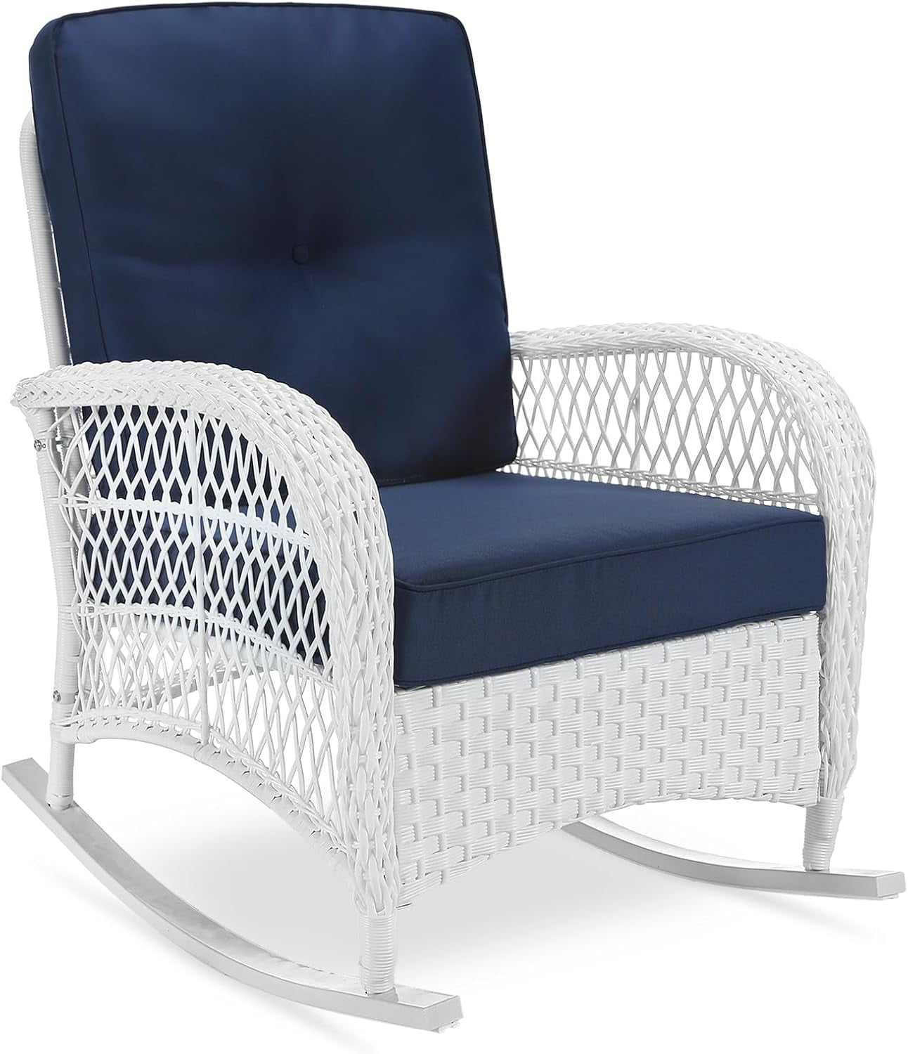 VIVIJASON Outdoor Wicker Rocking Chair, Patio Rattan Rocker Chair with ...