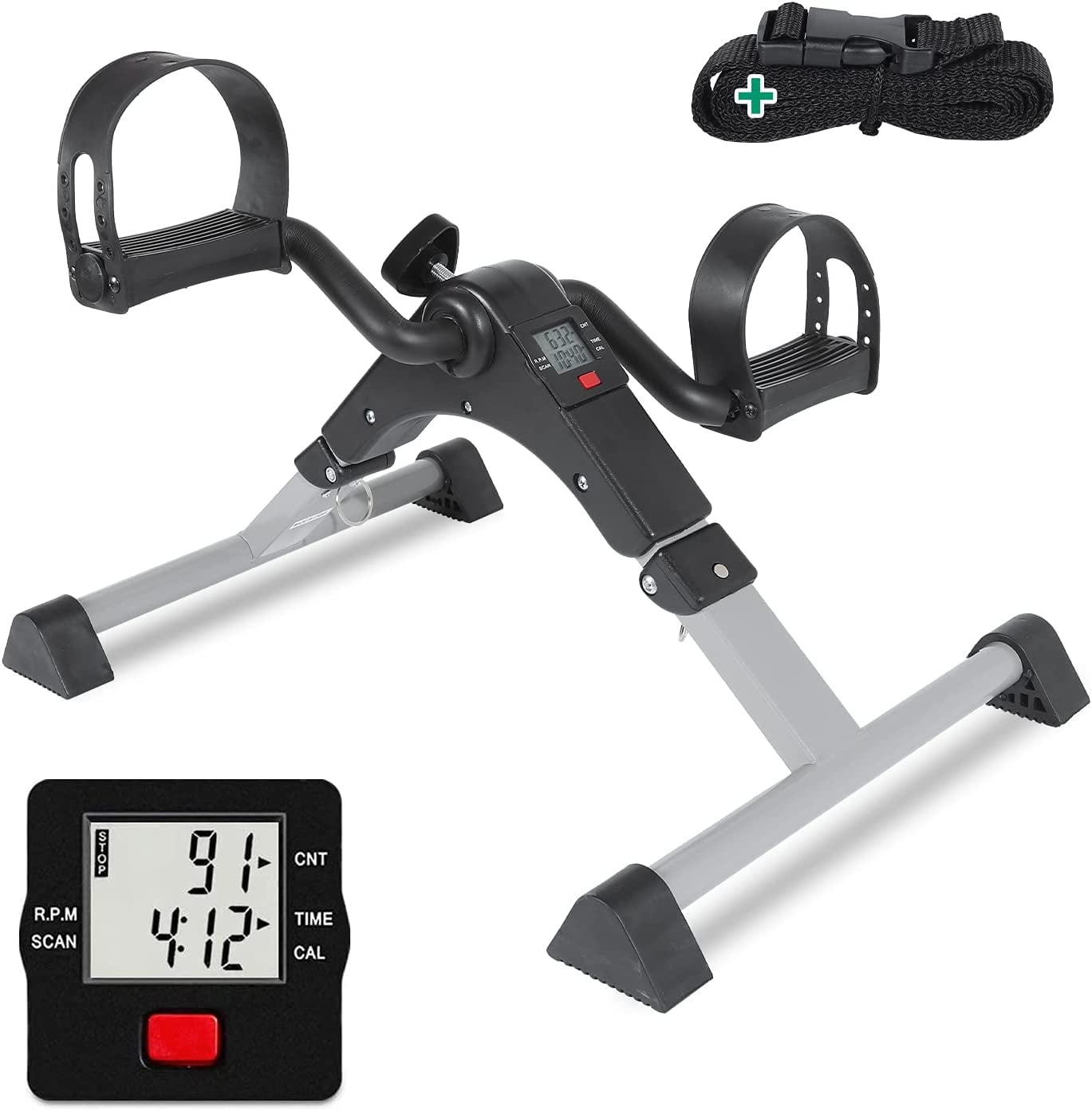VIVIJASON Pedal Exerciser - Folding Portable Exercise Peddler - Under Desk Mini Exercise Bike ...