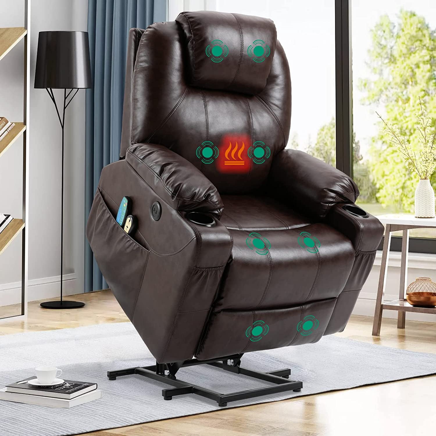 VIVIJASON Power Lift Electric Recliner, Heated Vibrating Massage, Faux ...