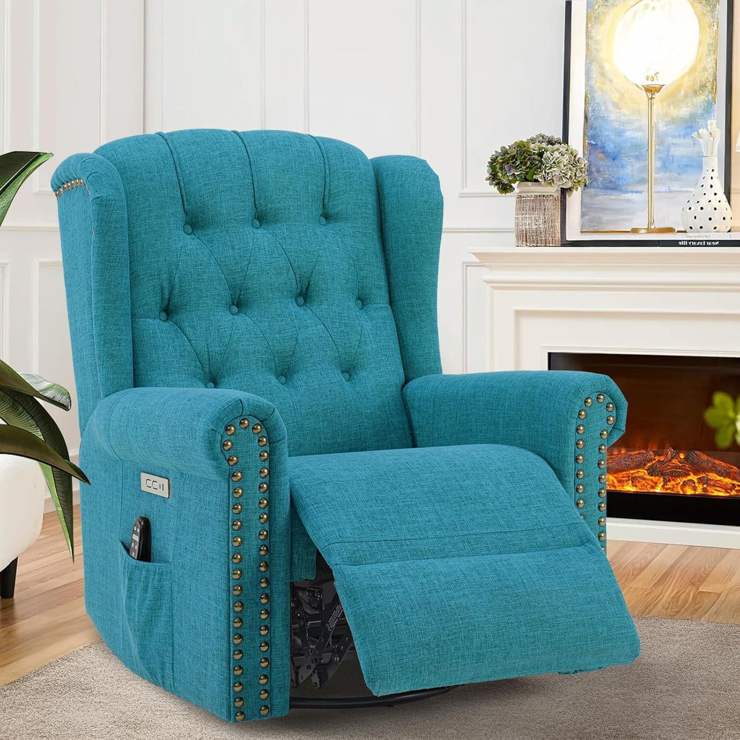 VIVIJASON Power Swivel Rocking Recliner Chair with Massage & Heat ...