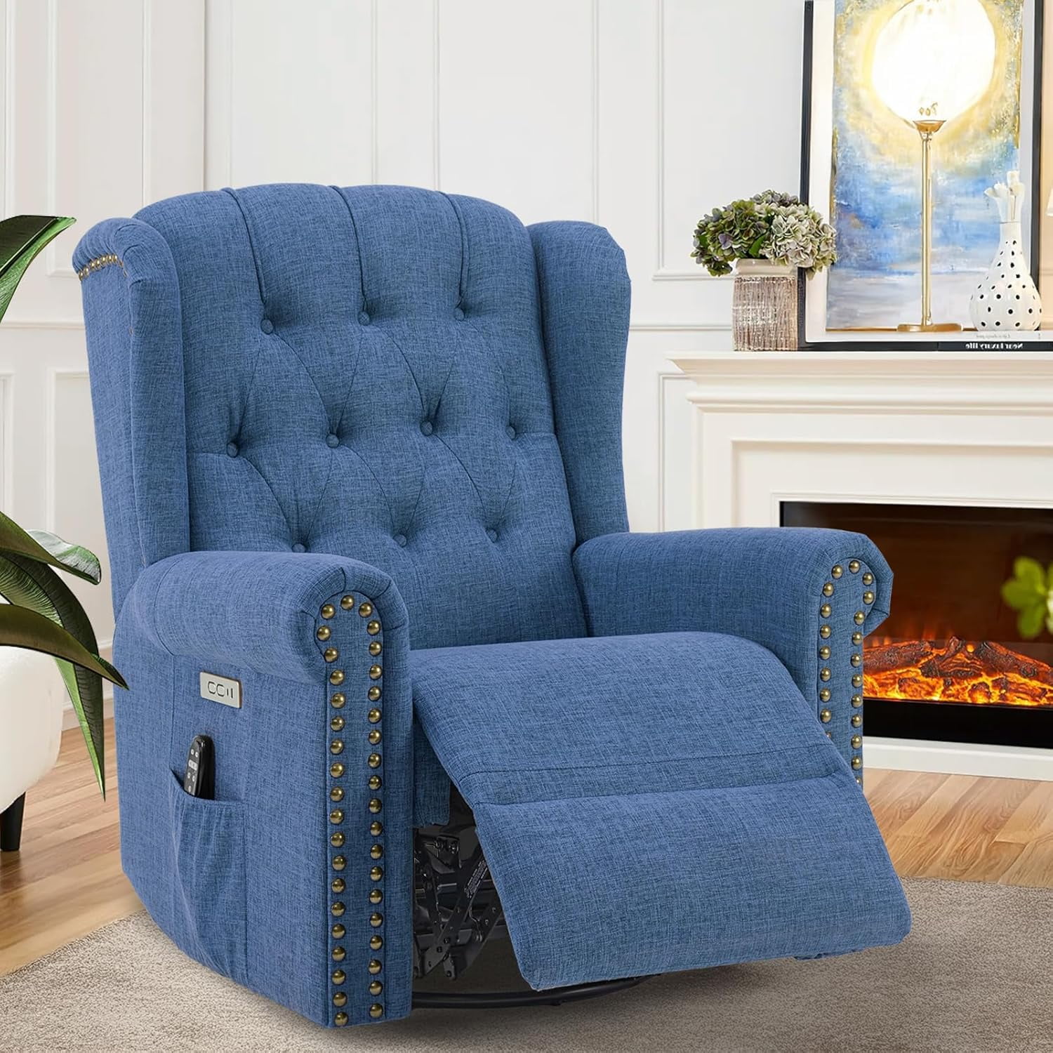 VIVIJASON Power Swivel Rocking Recliner Chair with Massage & Heat ...