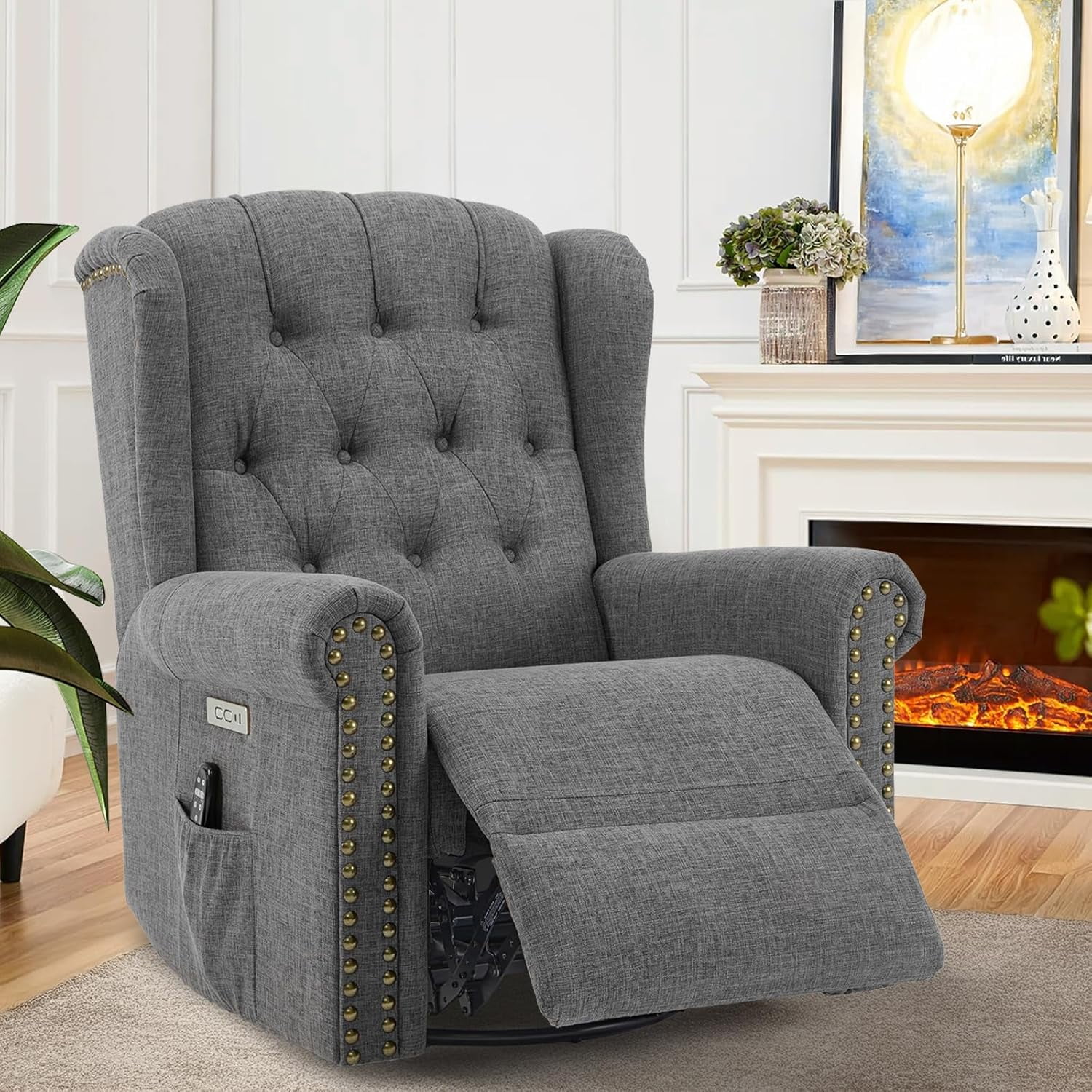 VIVIJASON Power Swivel Rocking Recliner Chair with Massage & Heat ...