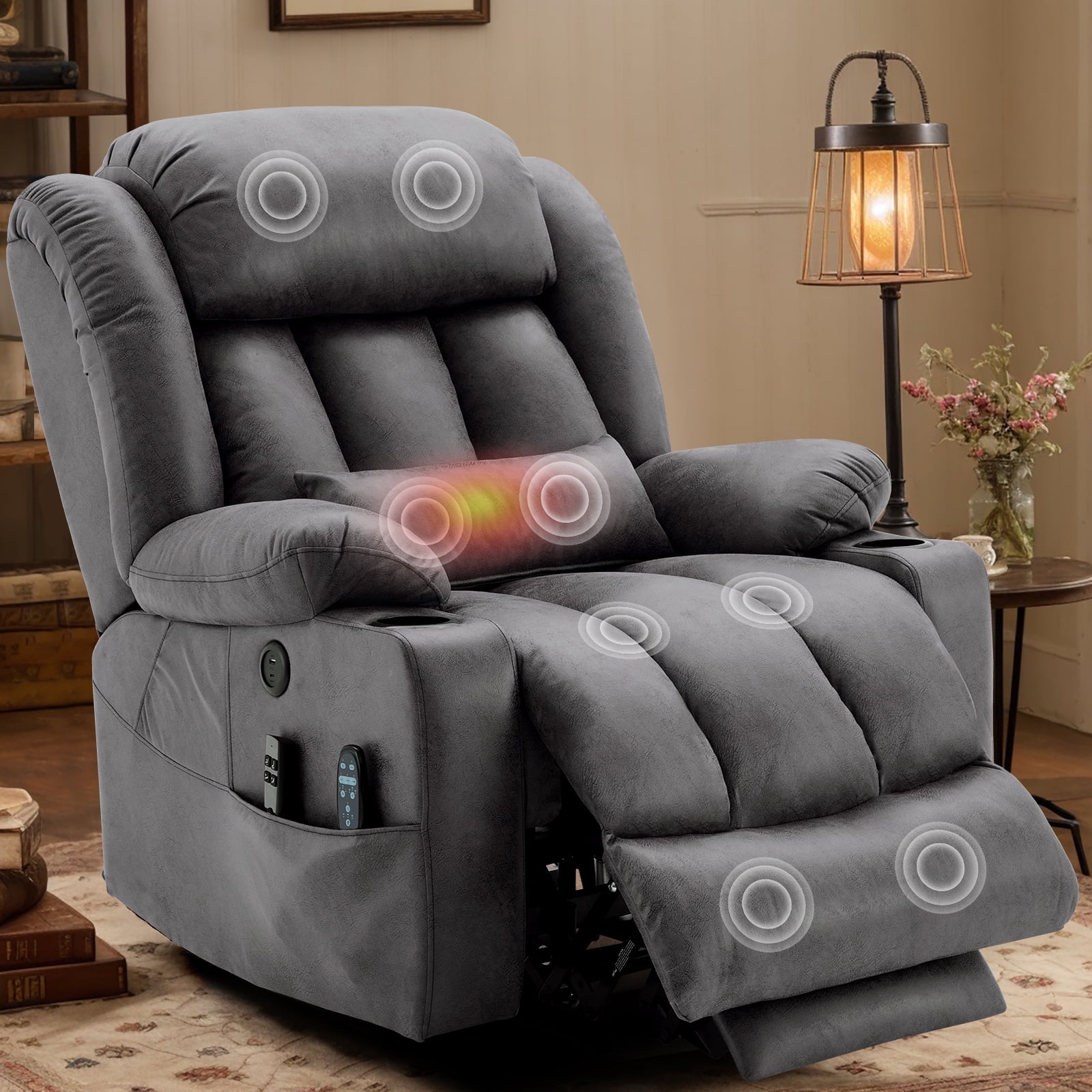VIVIJASON Tall Man Dual Motor Power Lift Recliner, Oversized Lay-Flat ...