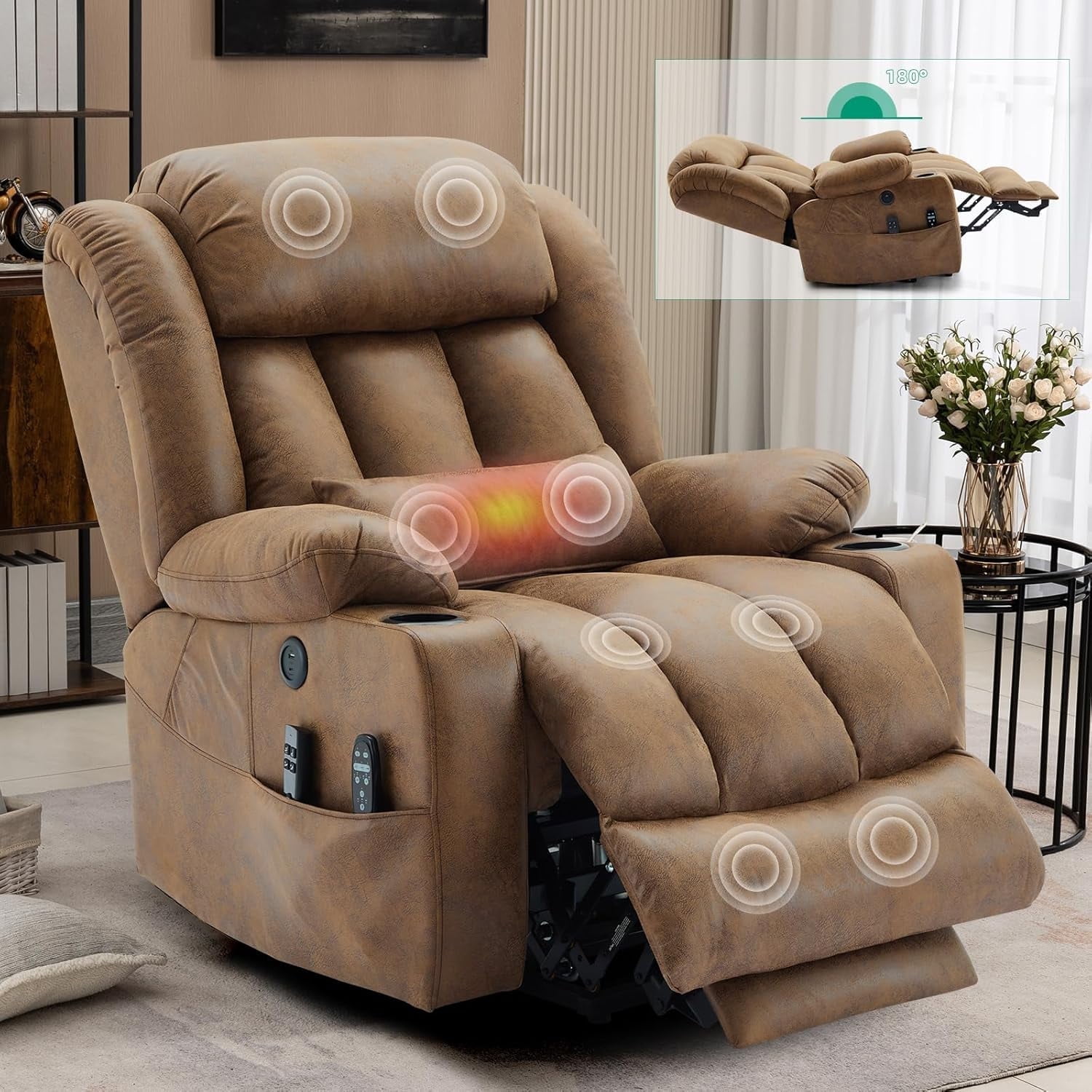 VIVIJASON Tall Man Large Dual Motor Power Lift Recliner Chair with ...