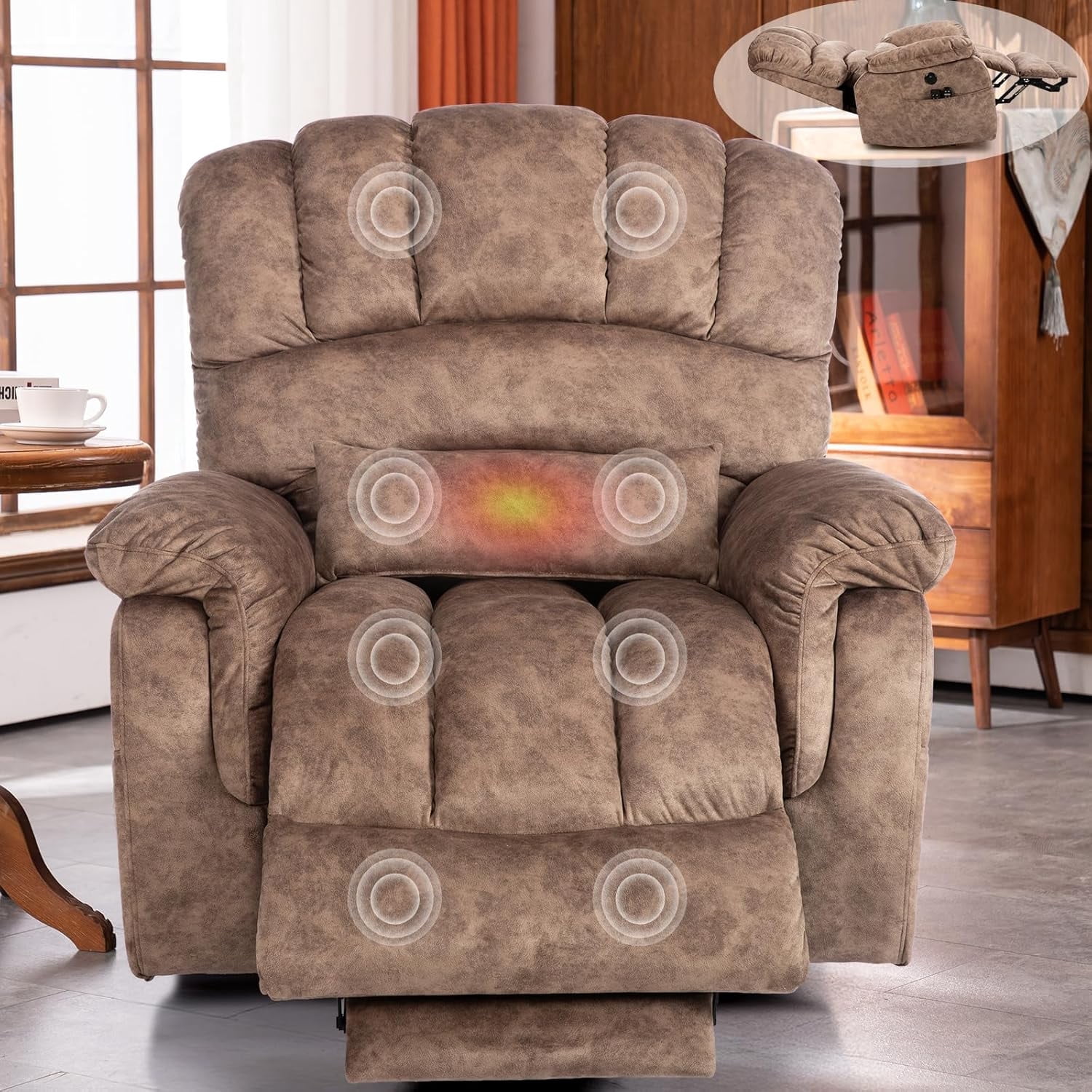 VIVIJASON Tall Man Large Dual Motor Power Lift Recliner Chair with ...