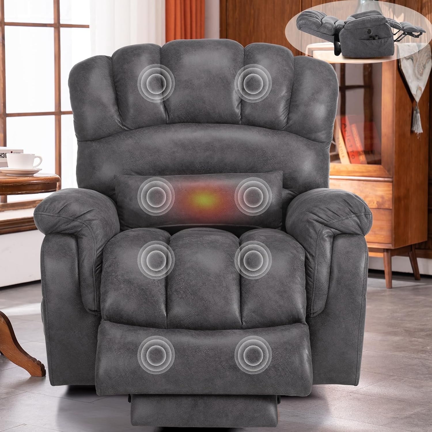 VIVIJASON Tall Man Large Dual Motor Power Lift Recliner Chair with ...