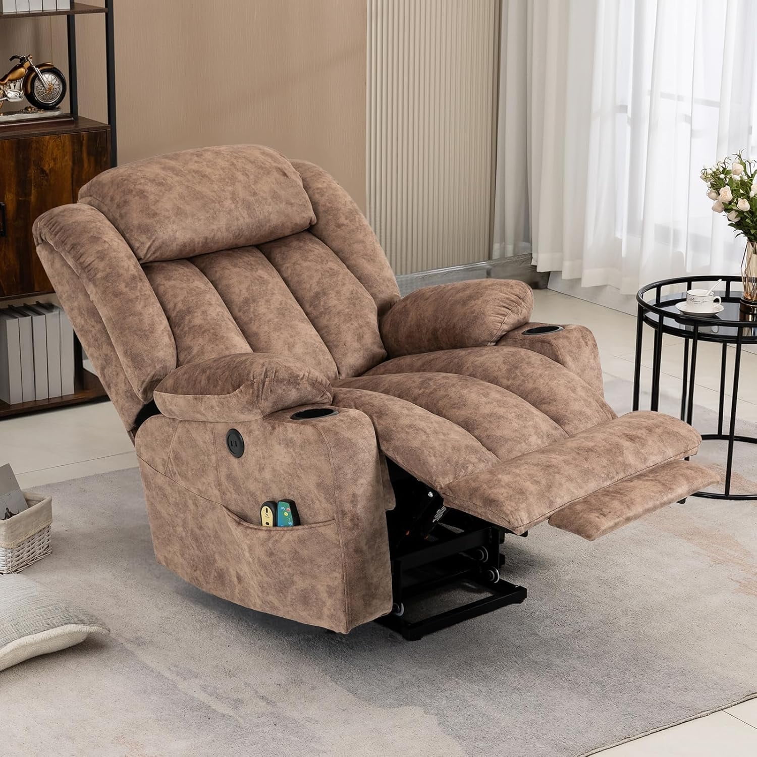 VIVIJASON Tall Man Large Power Lift Recliner Chair with Massage and ...