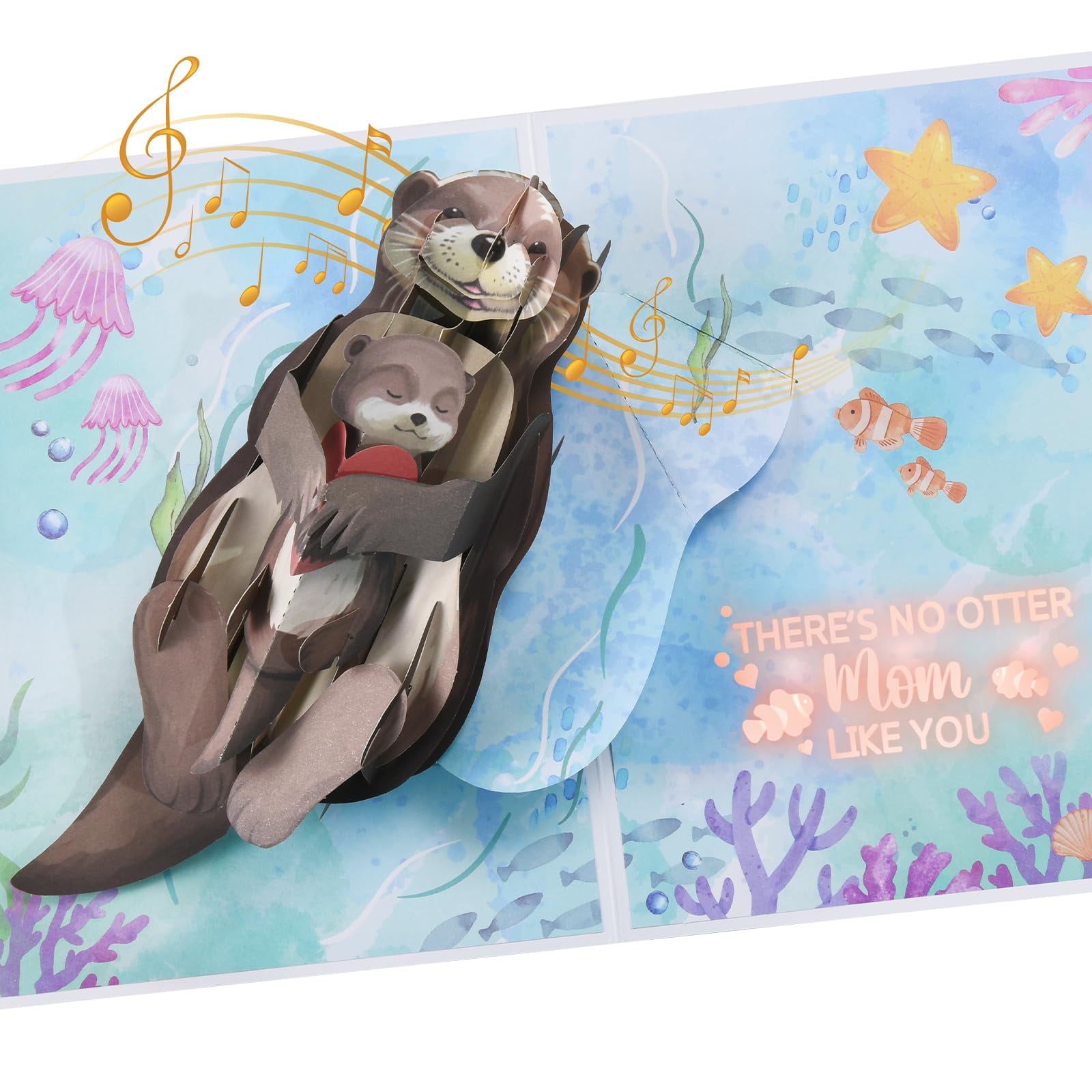 VIVIKEN Otter Pop Up Mother's Card for Mom, LIGHTS & MUSIC 3D Happy ...